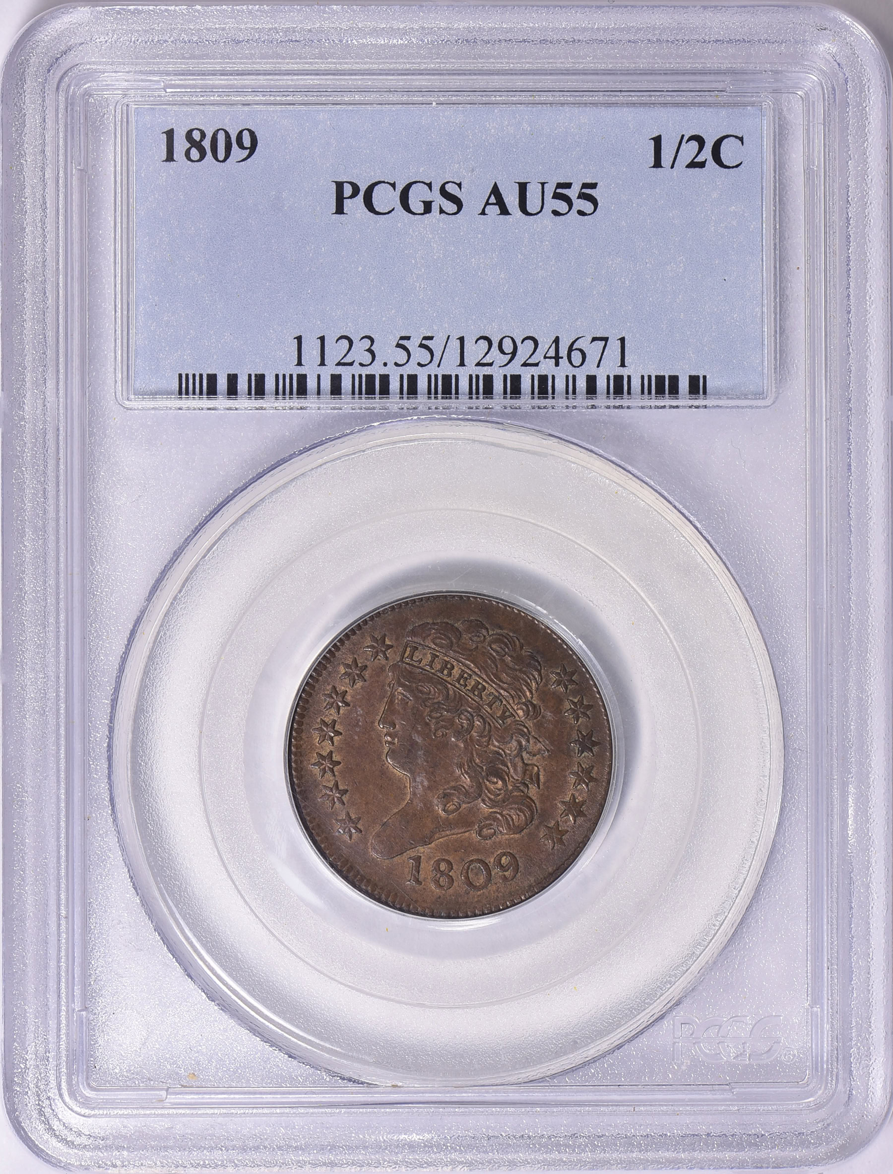1809 Classic Half Cent PCGS AU-55 BN (Item 1751295) | GreatCollections Coin Auctions