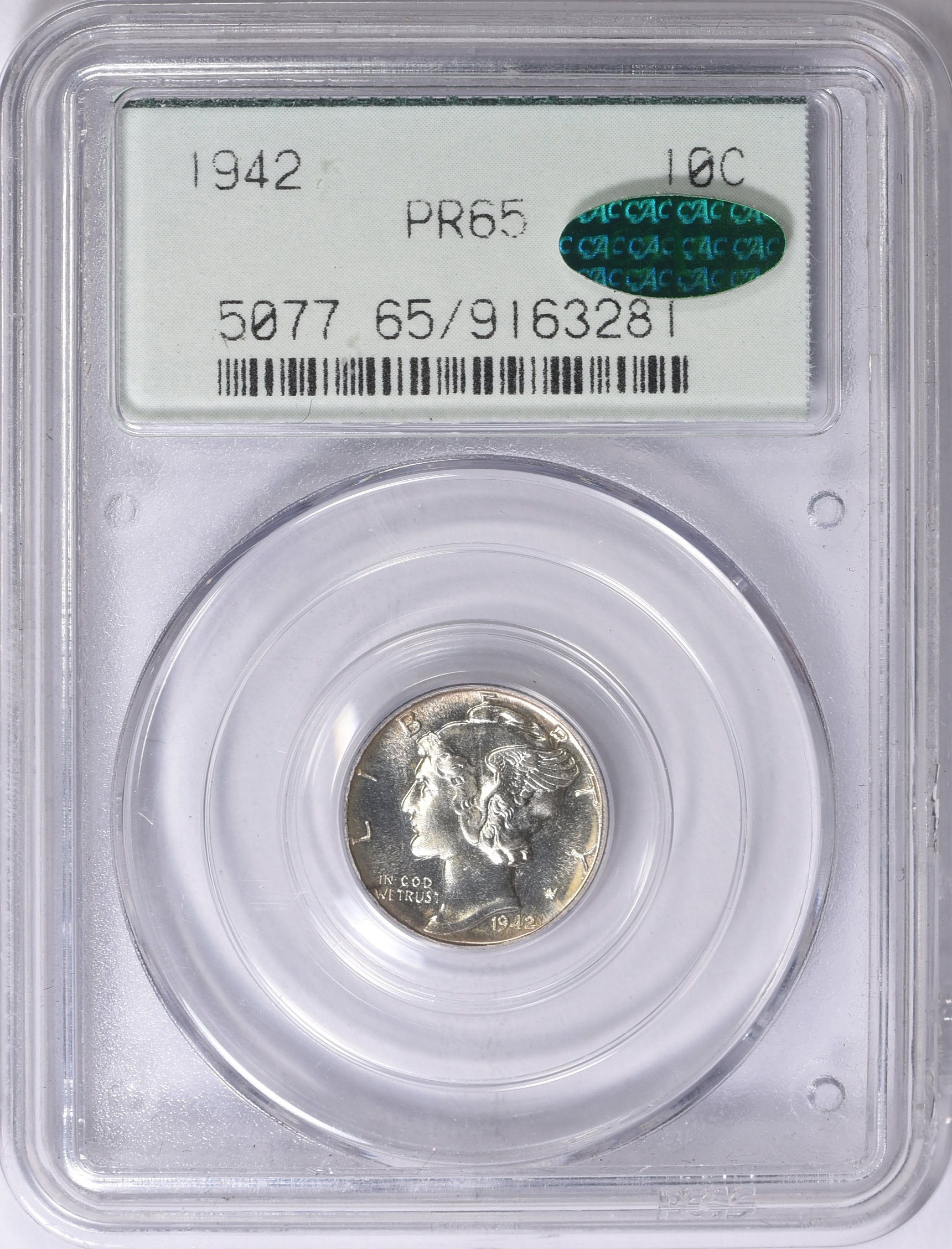 1942 Mercury Dime PCGS Proof-65 (CAC Green) OGH (2nd Gen) (Item 1751304) | GreatCollections Coin ...