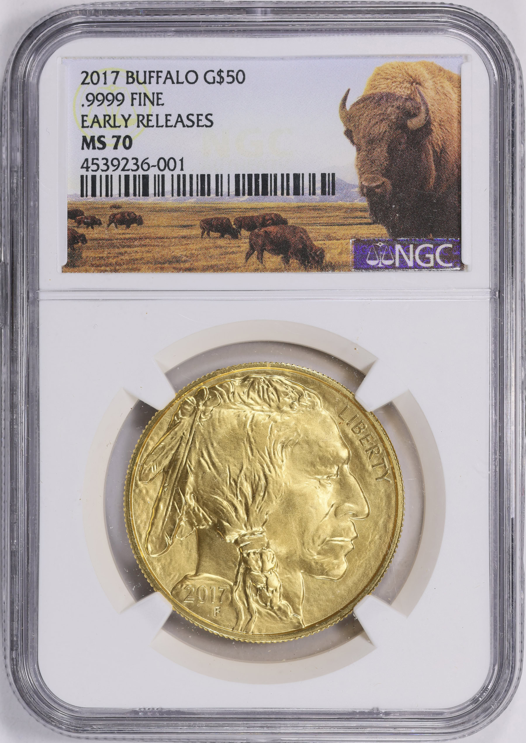 2017 $50 One-Ounce Gold American Buffalo Early Releases NGC MS-70 (Buffalo Label) (Item 1751318 ...