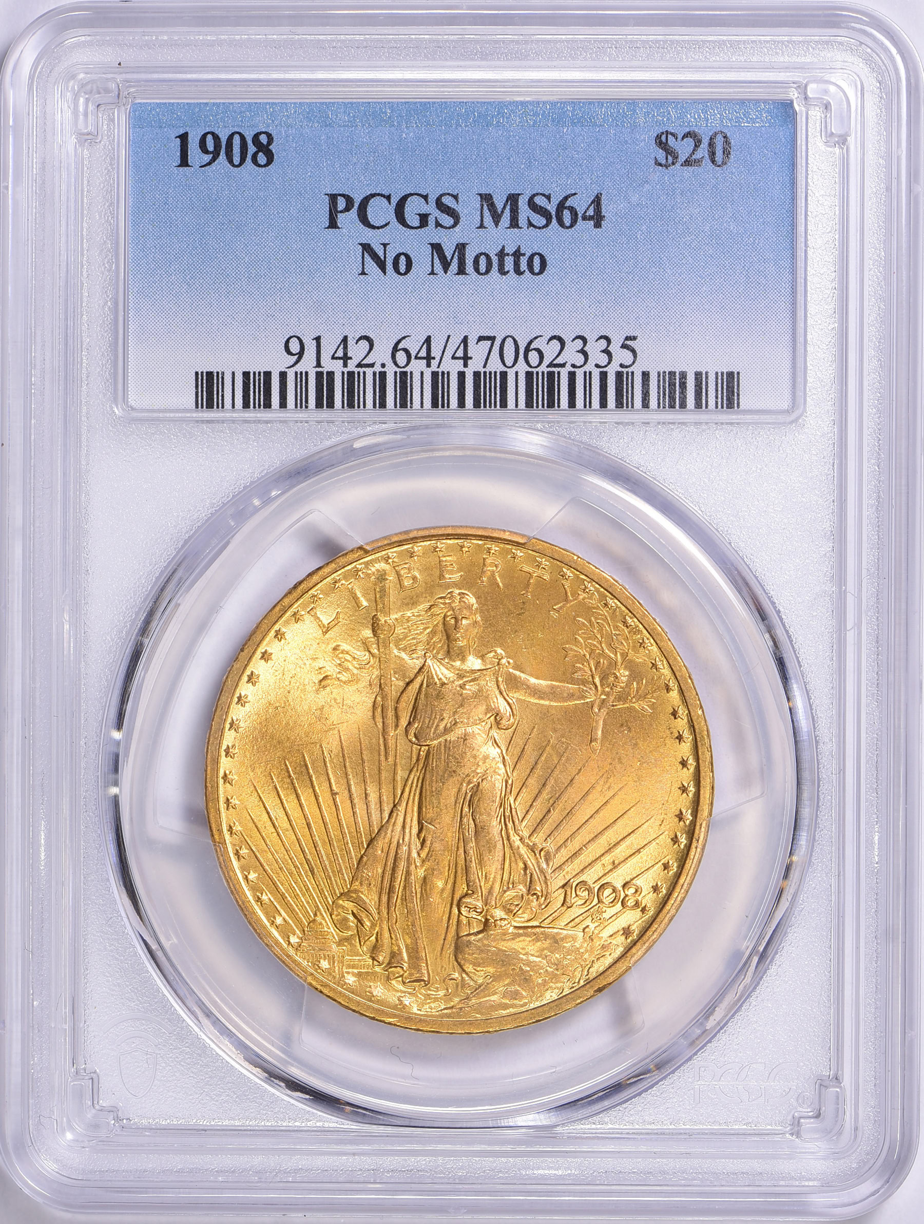 1908 Saint-Gaudens Gold Double Eagle No Motto PCGS MS-64 (Item 1751323) | GreatCollections Coin ...