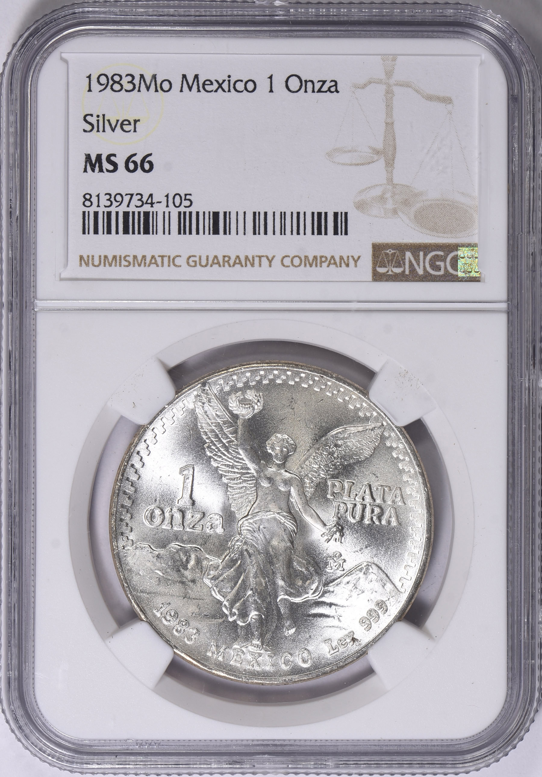 Mexico 1983-Mo Silver Onza Libertad KM-494.1 NGC MS-66 (Item 1751358) | GreatCollections Coin ...