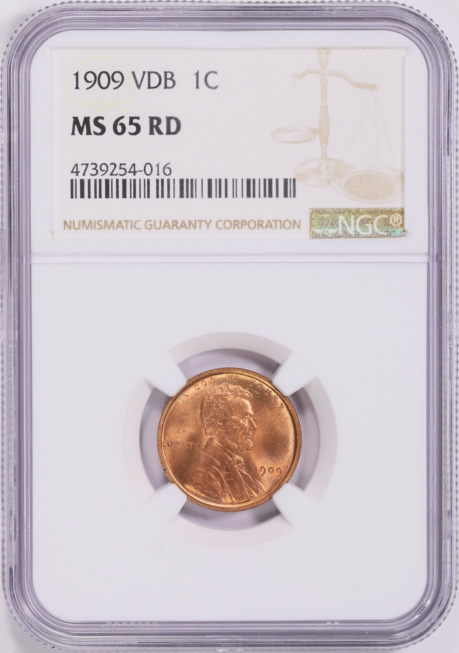 1909 Lincoln Cent V.D.B. NGC MS-65 RD (Item 1751359) | GreatCollections Coin Auctions