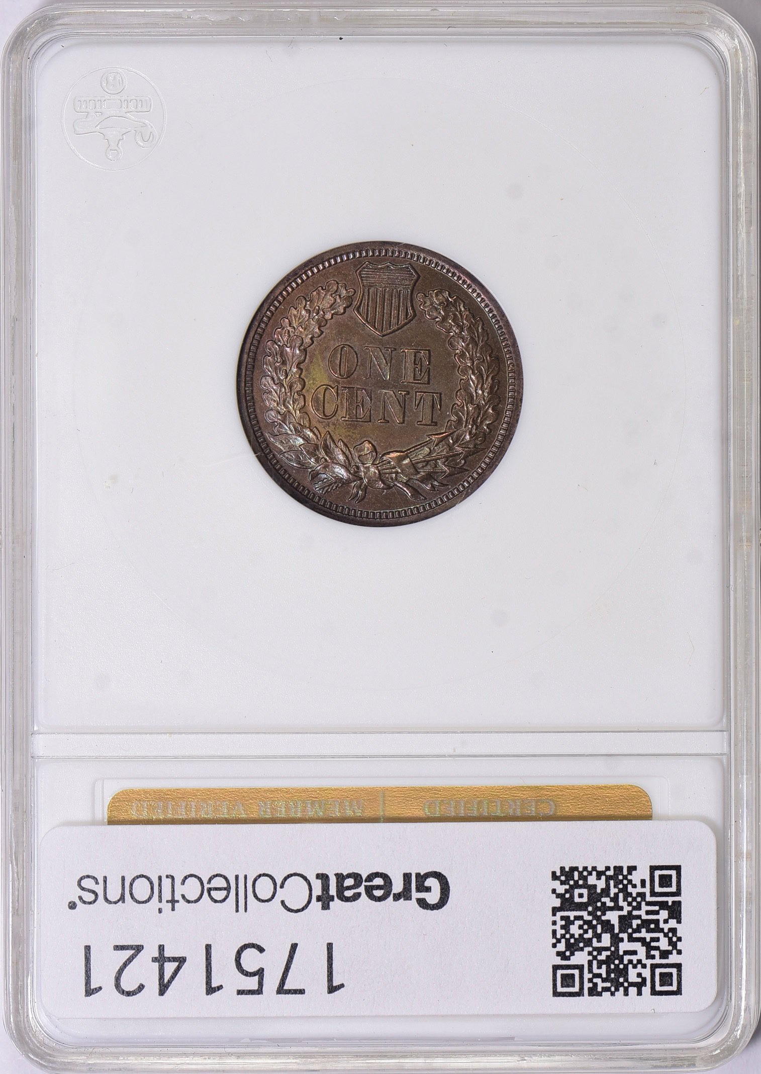 1870 Indian Cent ANACS Proof-63 RB OH (Toned) (Item 1751421) | GreatCollections Coin Auctions