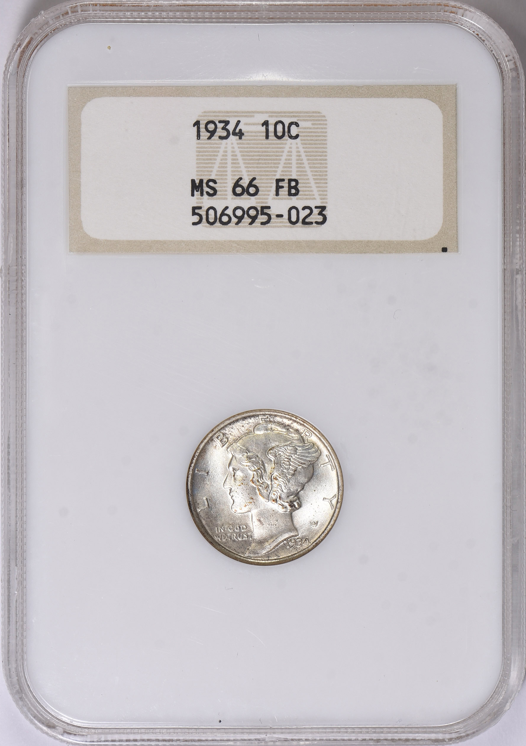 1934 Mercury Dime NGC MS-66 FB OH (Item 1751439) | GreatCollections Coin Auctions