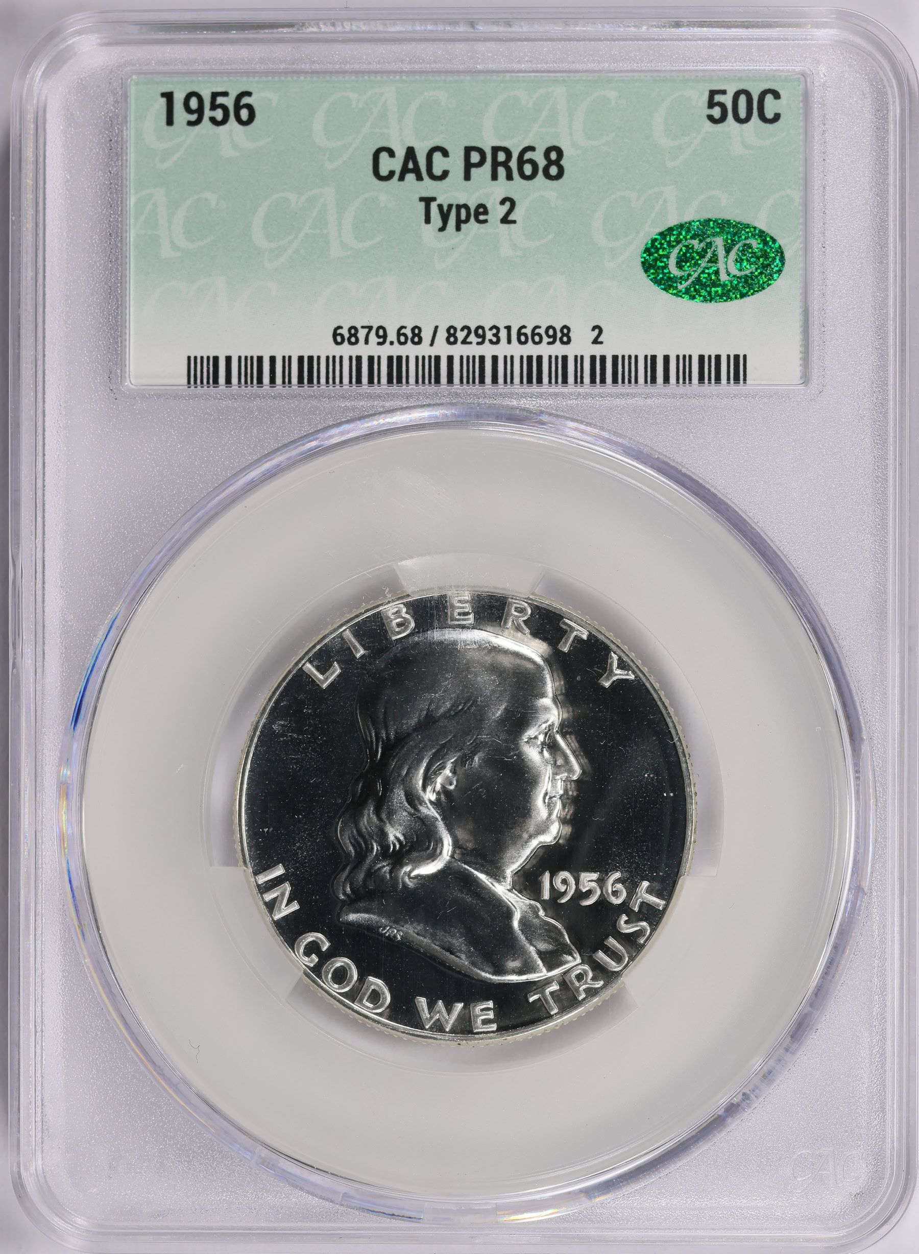 1956 Franklin Half Dollar Type 2 CACG Proof-68 (Item 1751458) | GreatCollections Coin Auctions