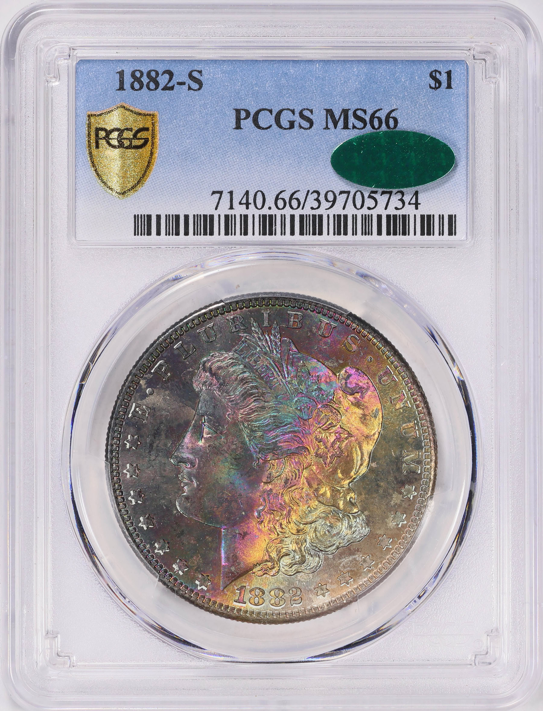 1882-S Morgan Silver Dollar PCGS MS-66 (CAC Green) (Toned) (Item 1751552) | GreatCollections ...