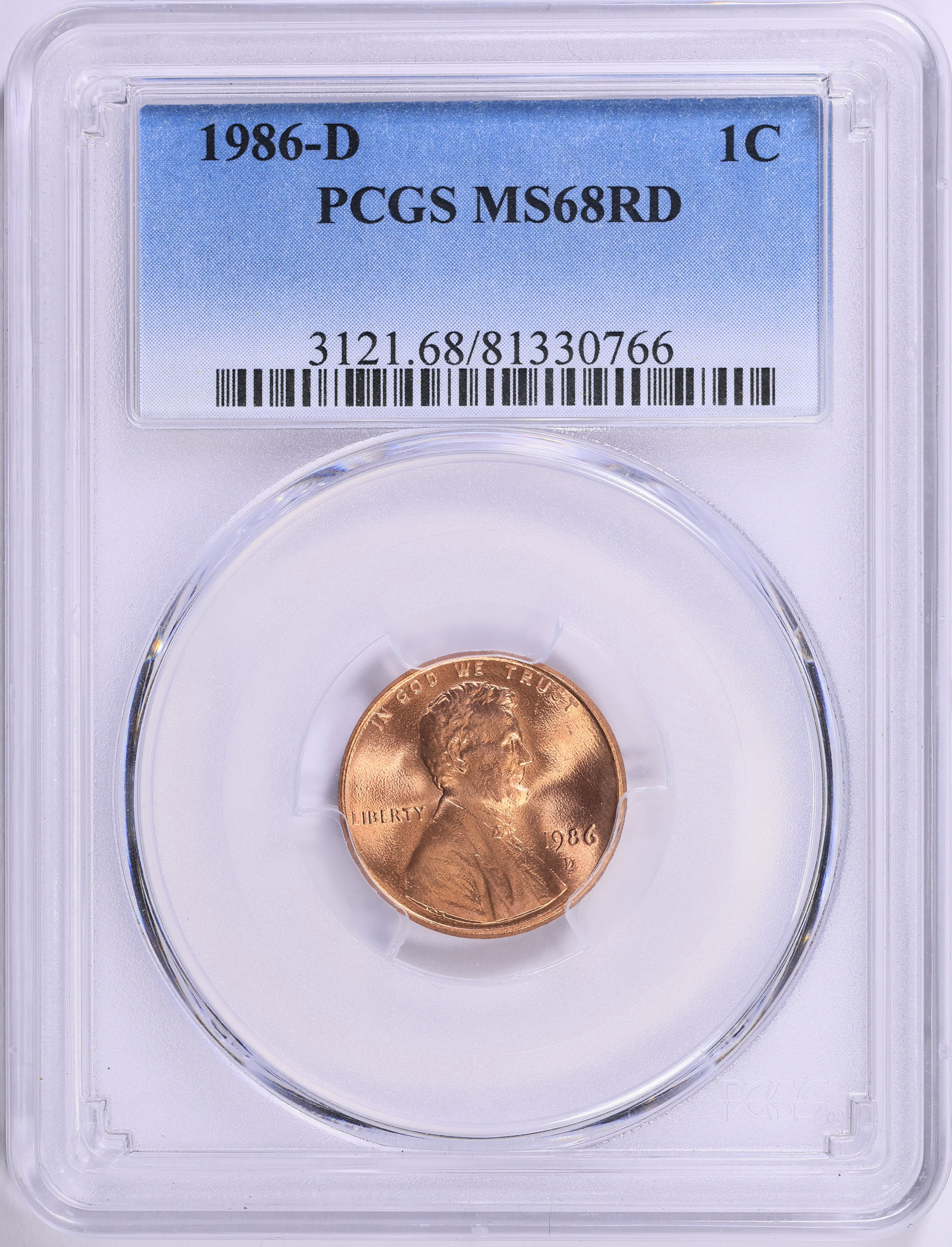 1986-D Lincoln Cent PCGS MS-68 RD (Item 1751568) | GreatCollections ...