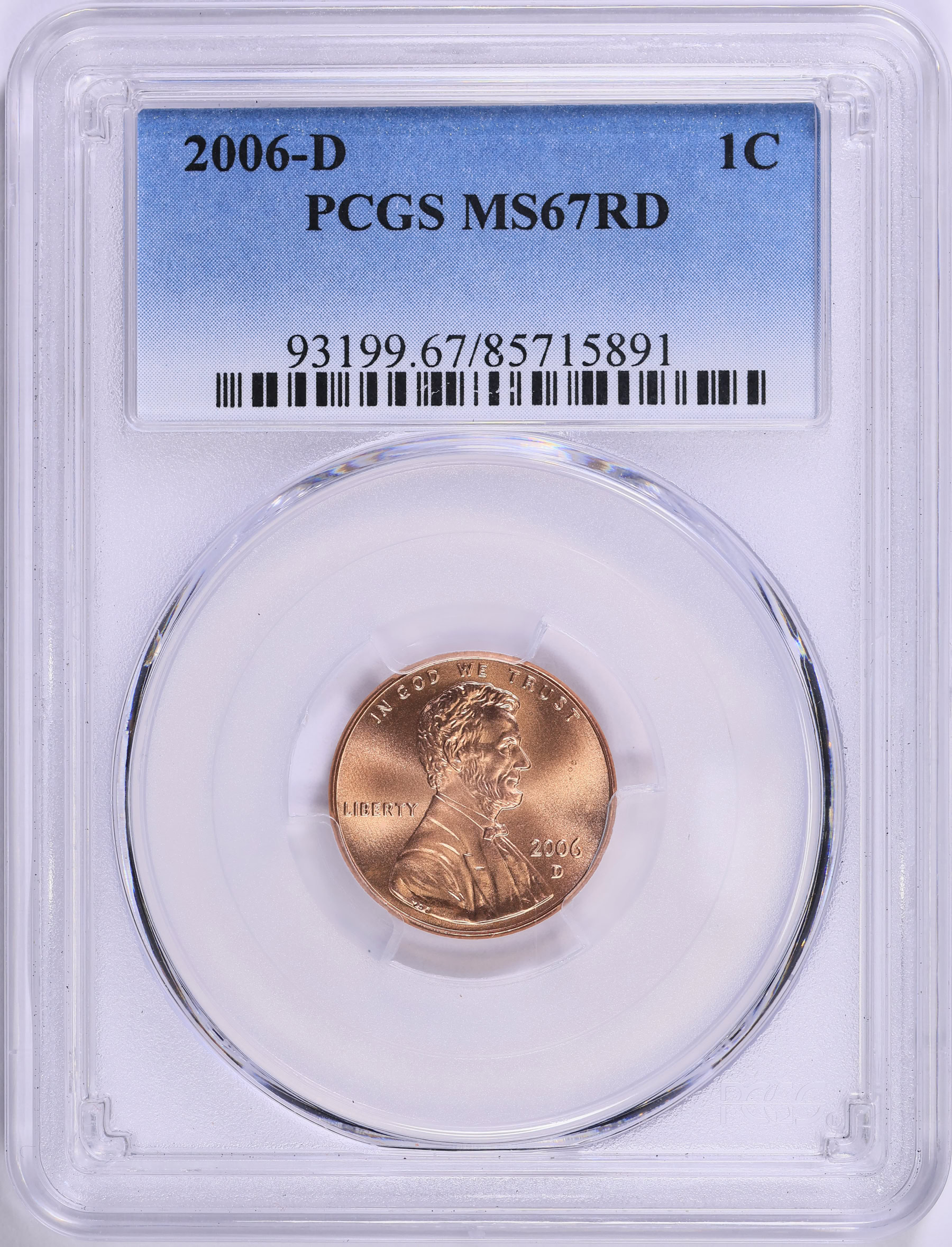 2006-D Lincoln Cent PCGS MS-67 RD (Item 1751584) | GreatCollections ...