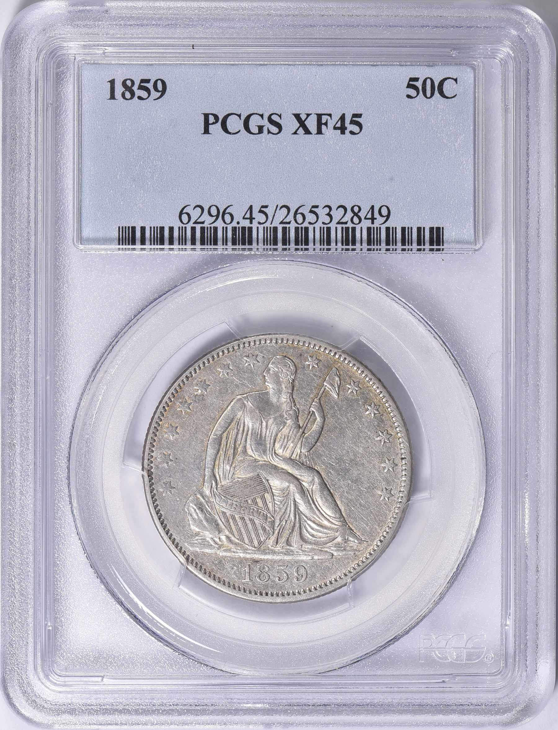 1859 Seated Liberty Half Dollar PCGS XF-45 (Item 1751696) | GreatCollections Coin Auctions