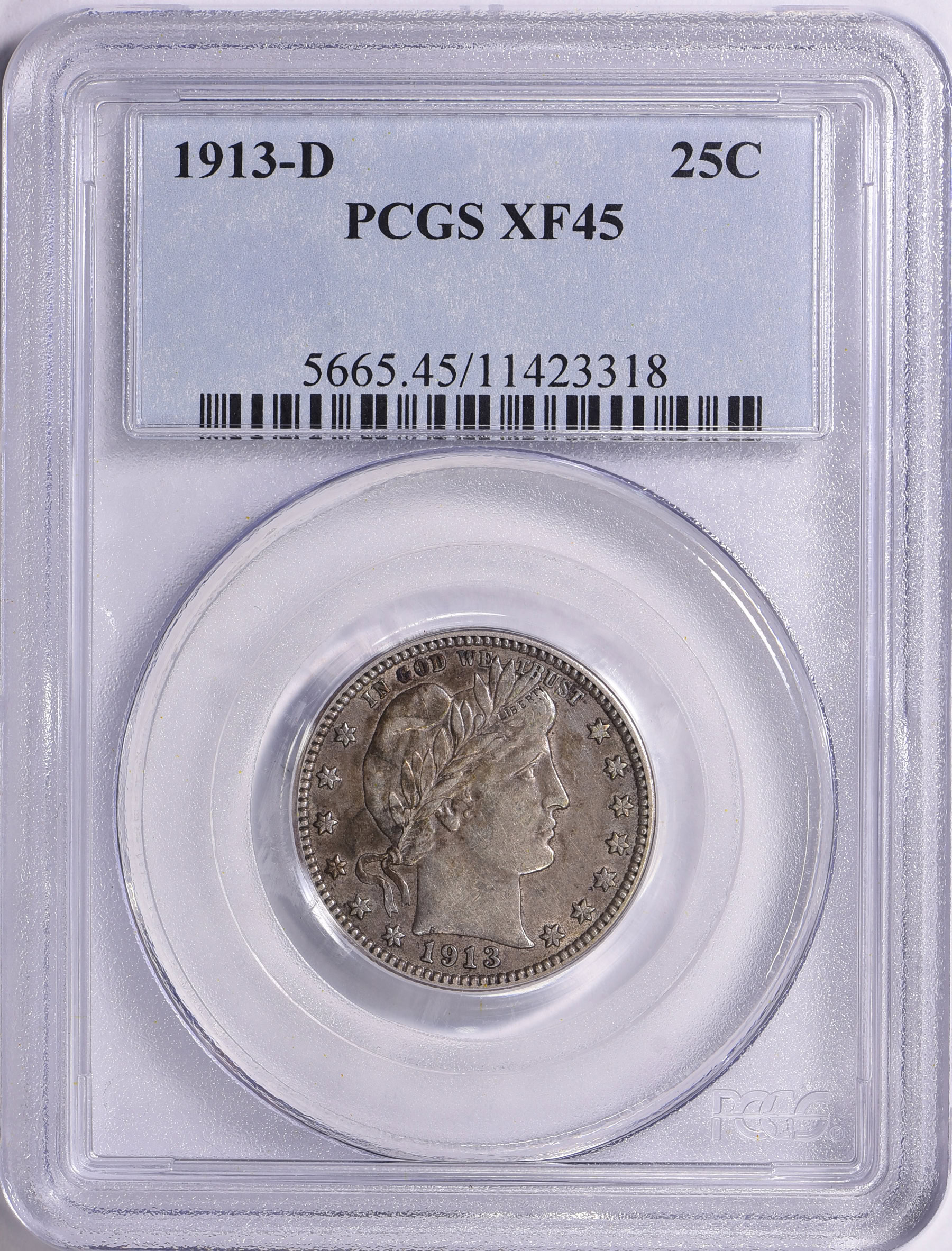 1913-D Barber Quarter PCGS XF-45 (Toned) (Item 1751699) | GreatCollections Coin Auctions