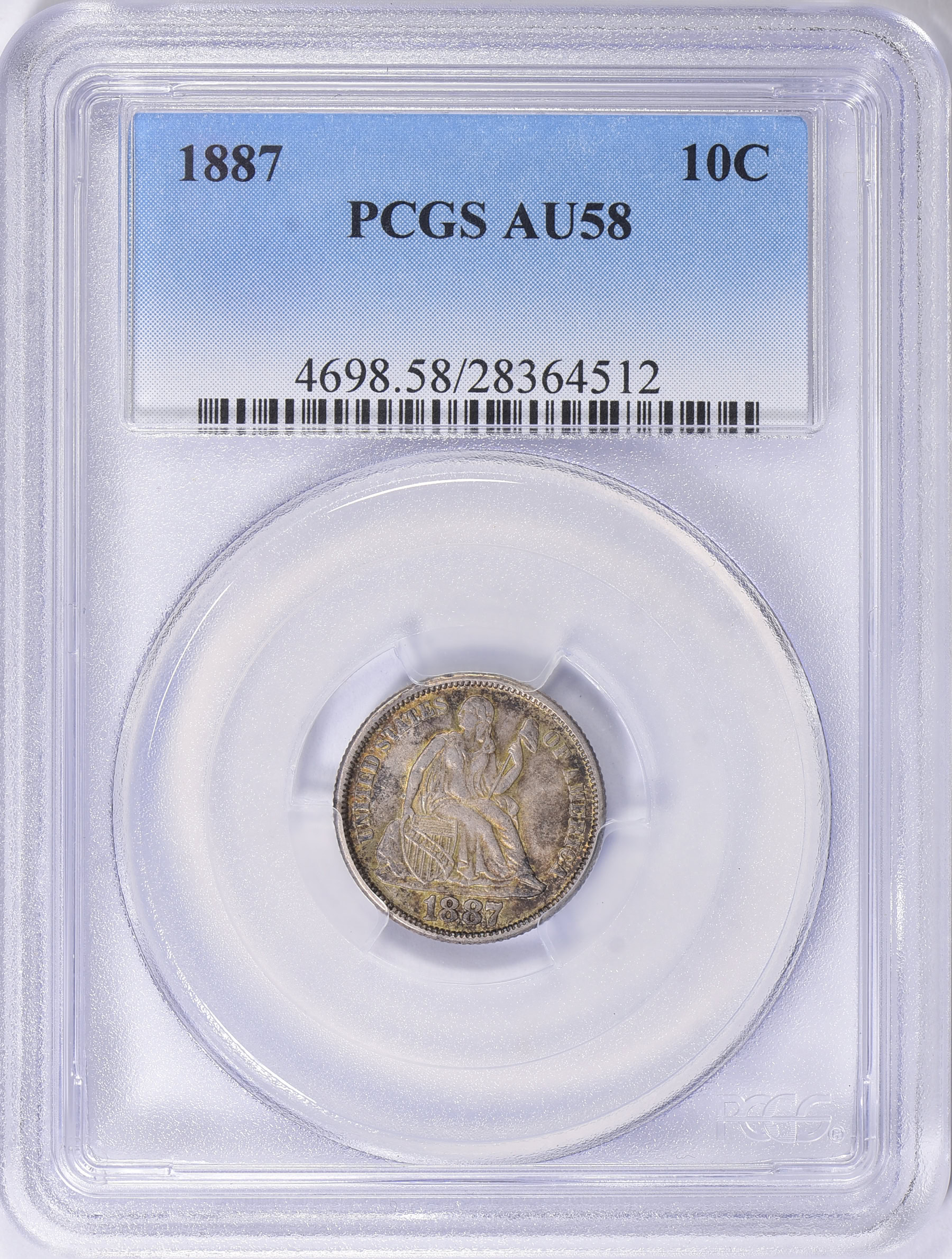 1887 Seated Liberty Dime PCGS AU-58 (Item 1751768) | GreatCollections Coin Auctions