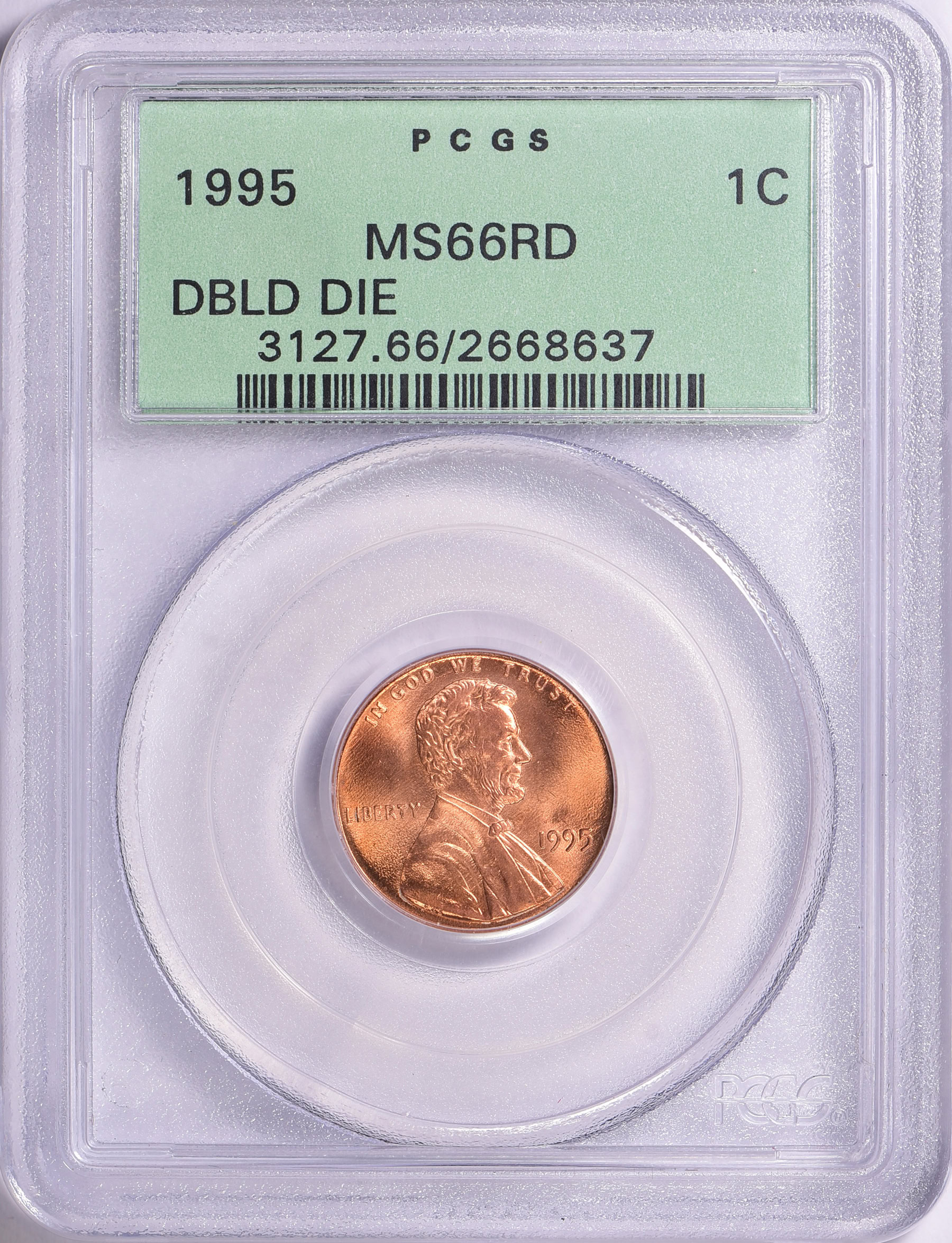 1995 Lincoln Cent Doubled Die Obverse PCGS MS-66 RD OGH (Item 1751856 ...
