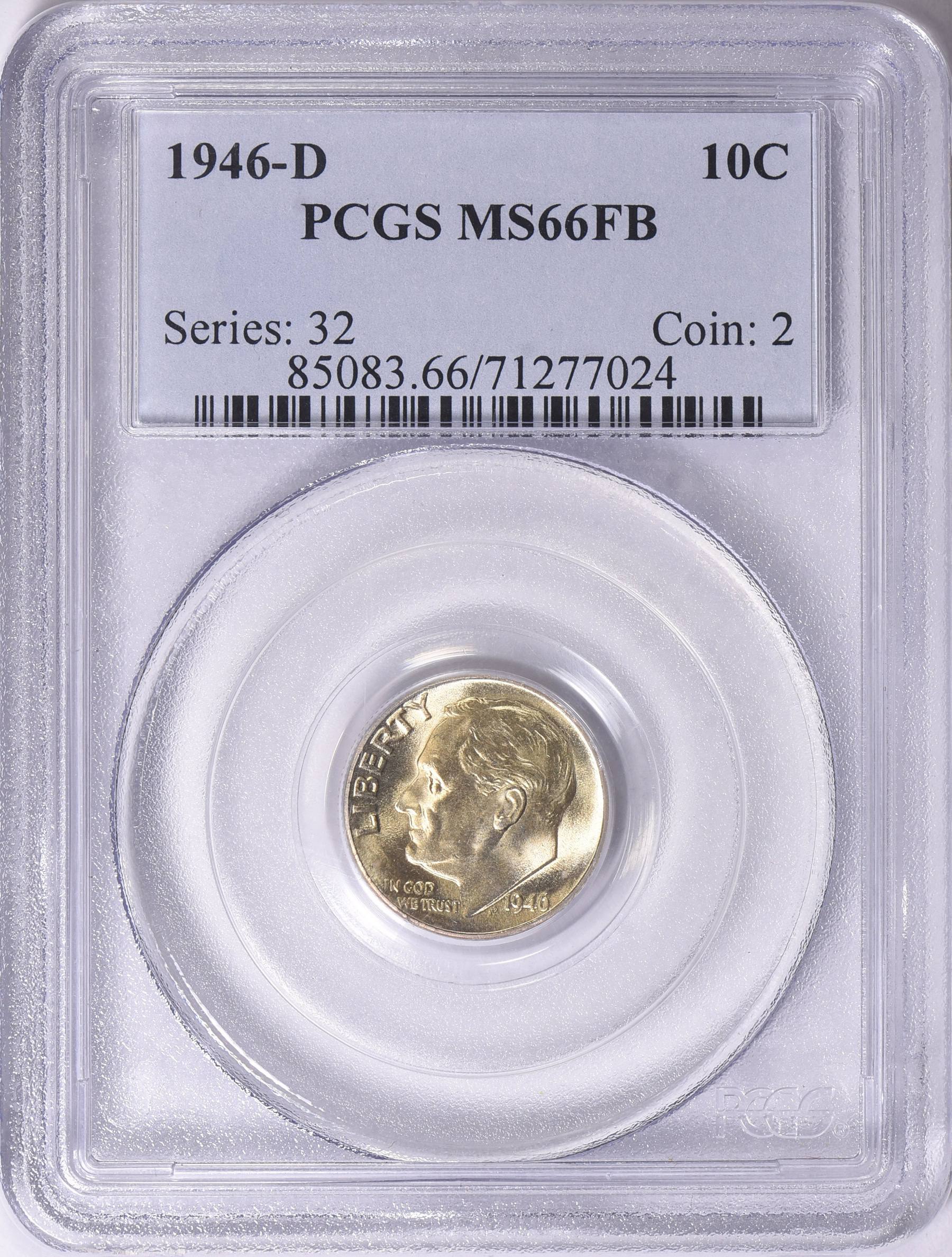 1946-D Roosevelt Dime PCGS MS-66 FB (Item 1751867) | GreatCollections Coin Auctions