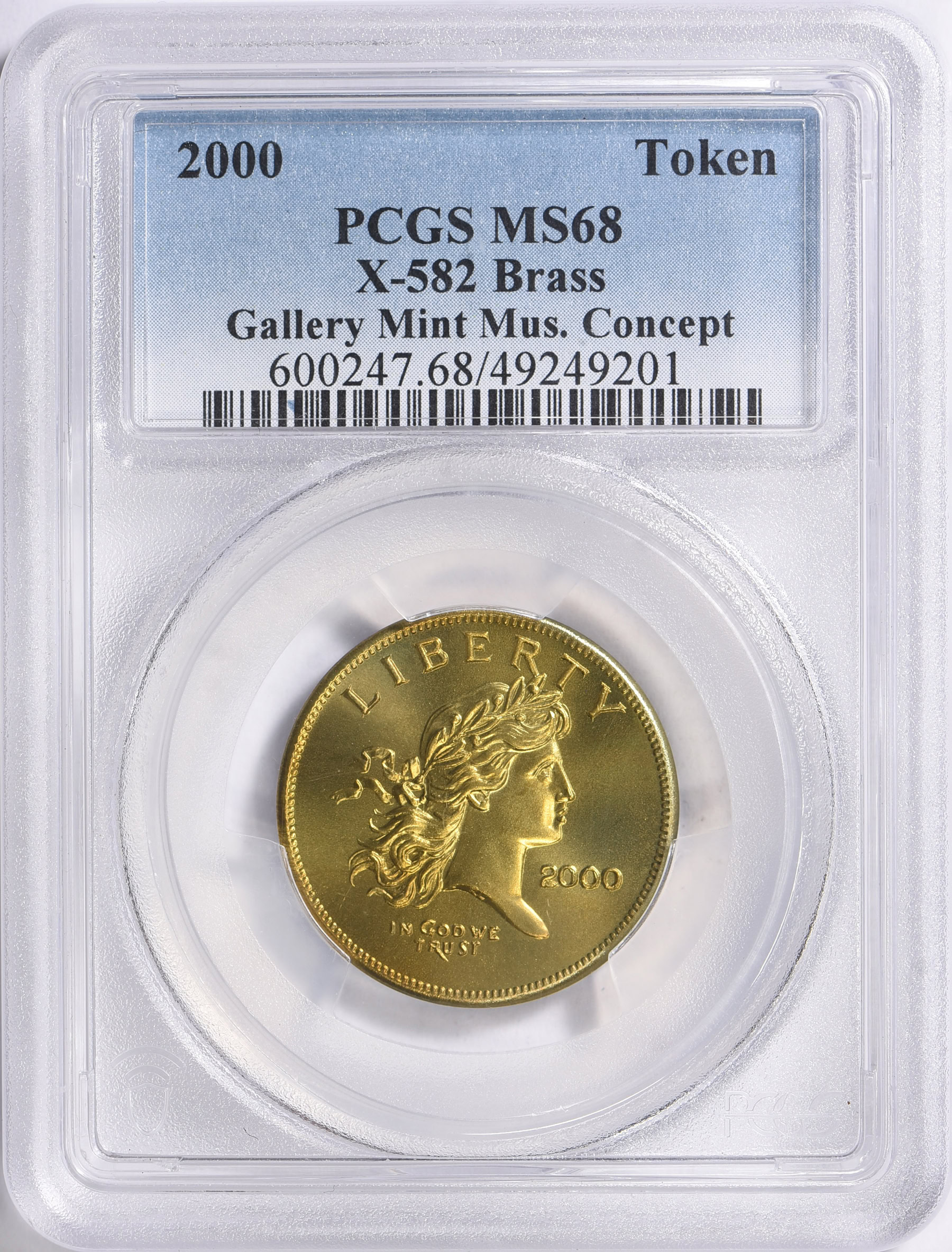 2000 Gallery Mint Concept Brass Token X-582 PCGS MS-68 (Item 1752202) | GreatCollections Coin ...