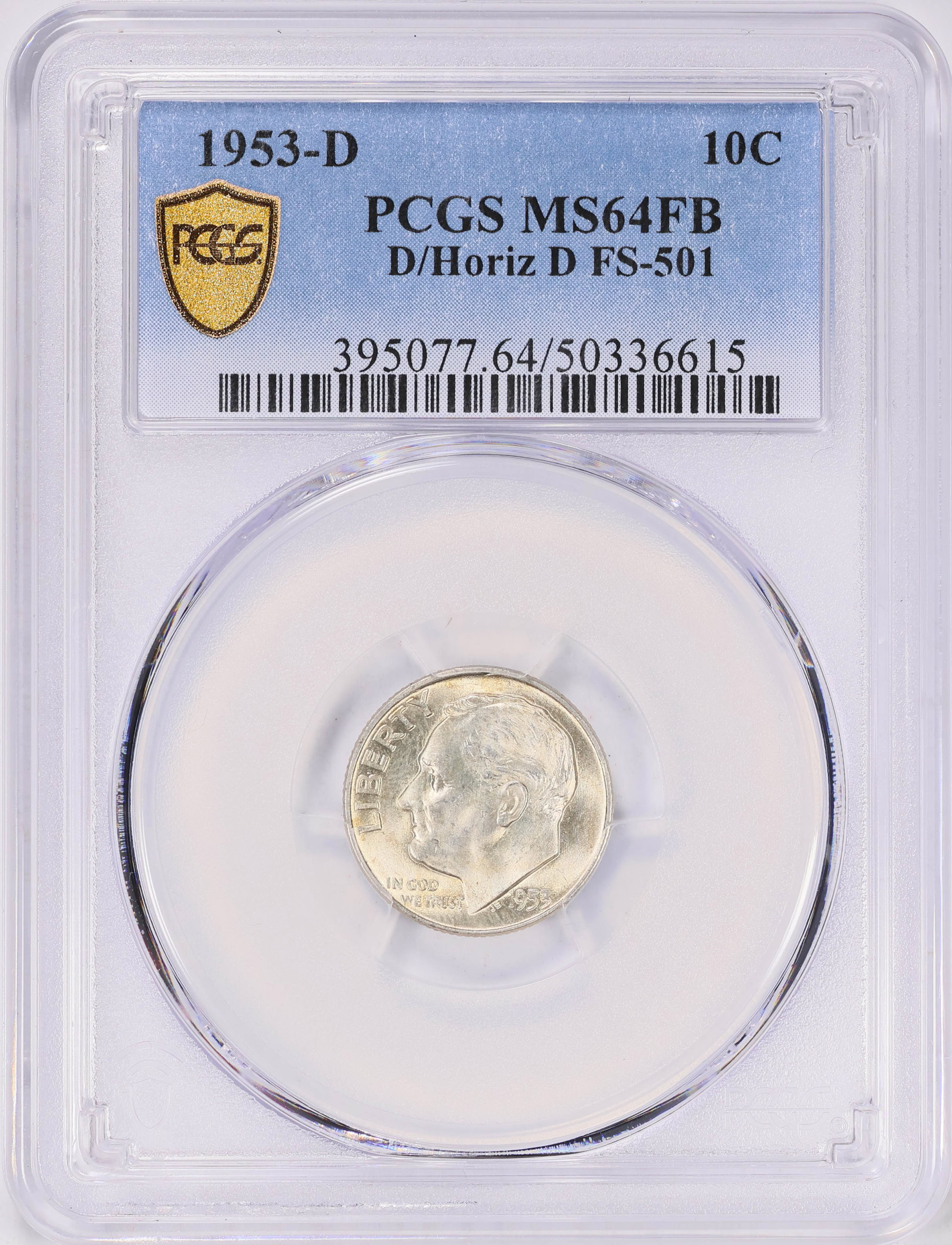 1953-D Roosevelt Dime D/Horizontal D FS-501 PCGS MS-64 FB (Item 1752226) | GreatCollections Coin ...
