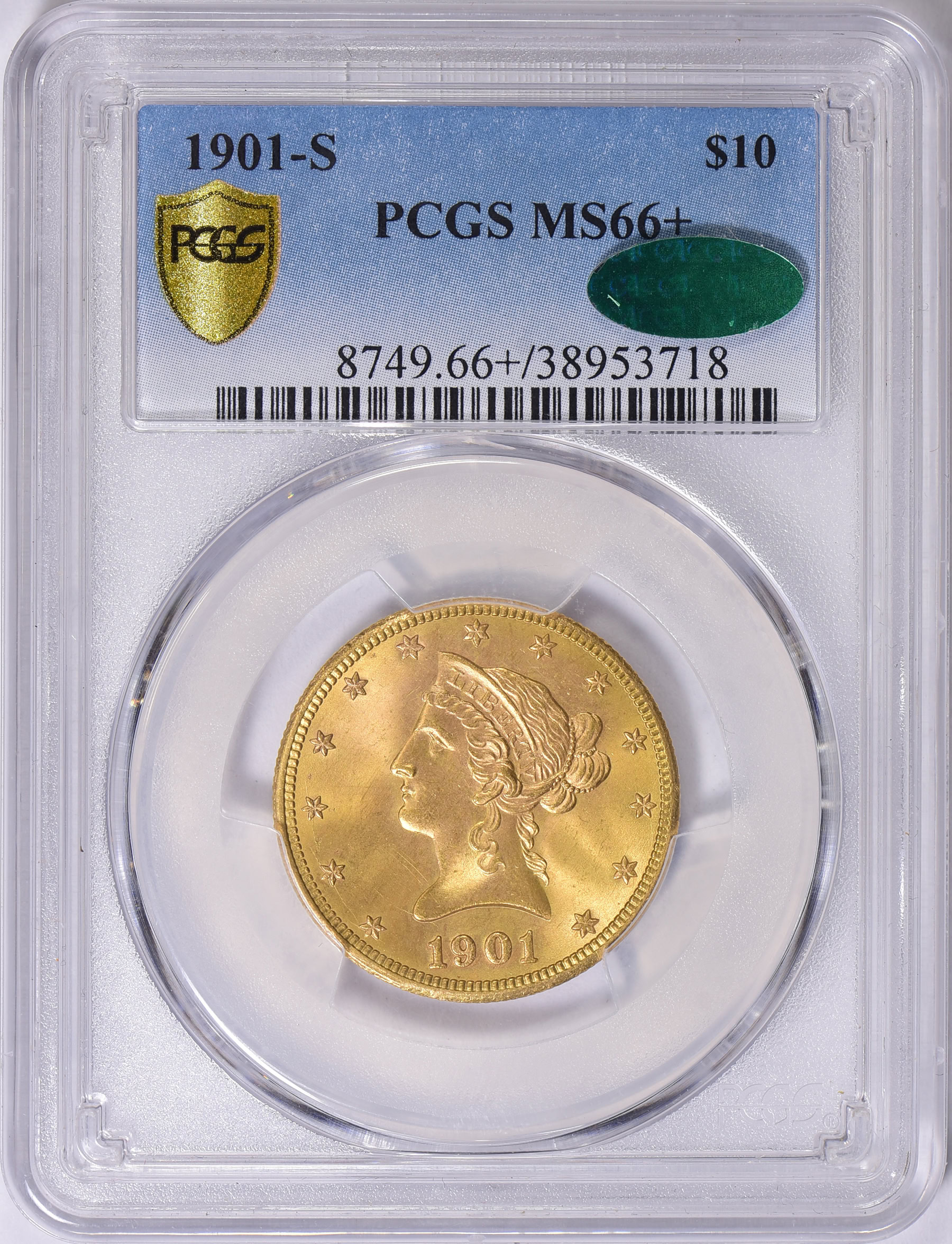 1901-S Liberty Gold Eagle PCGS MS-66+ (CAC Green) (Item 1752248) | GreatCollections Coin Auctions