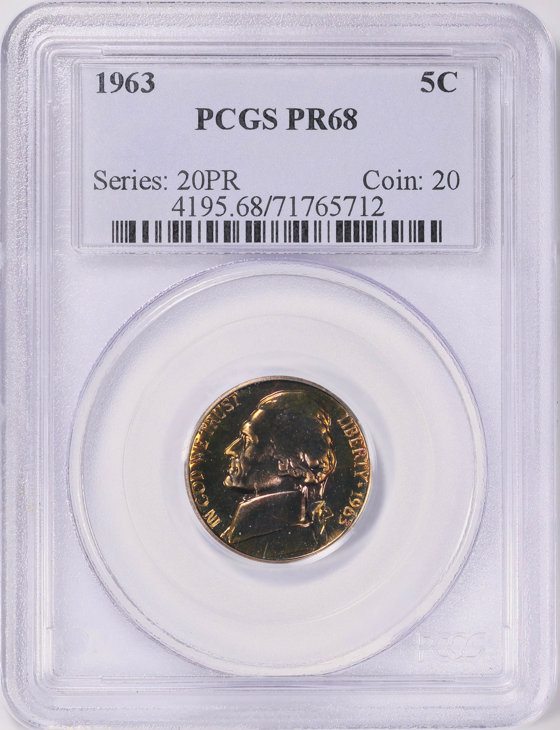 1963 Jefferson Nickel PCGS Proof-68 (Toned) (Item 1752260 ...