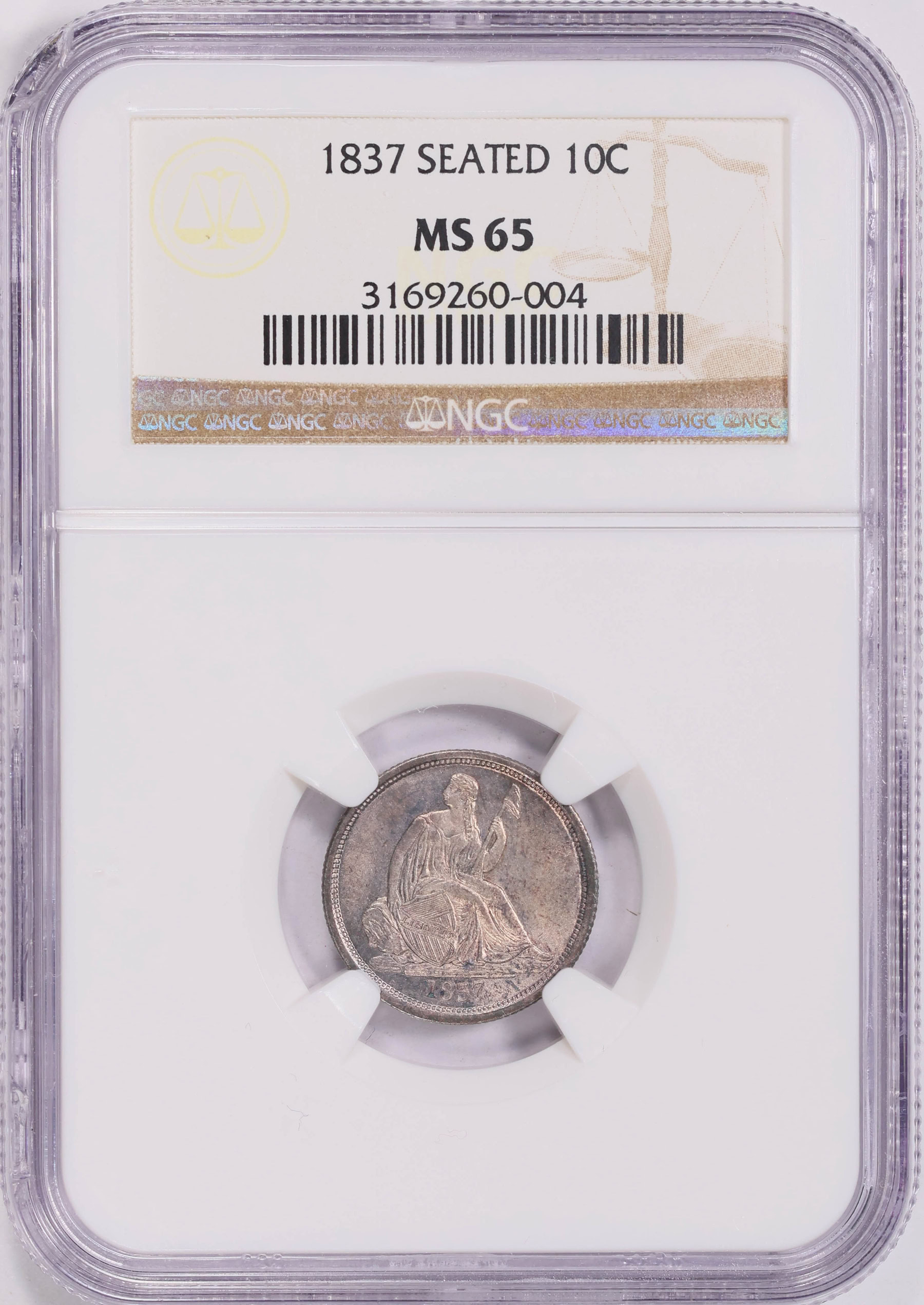 1837 Seated Liberty Dime NGC MS-65 (Item 1752313) | GreatCollections ...