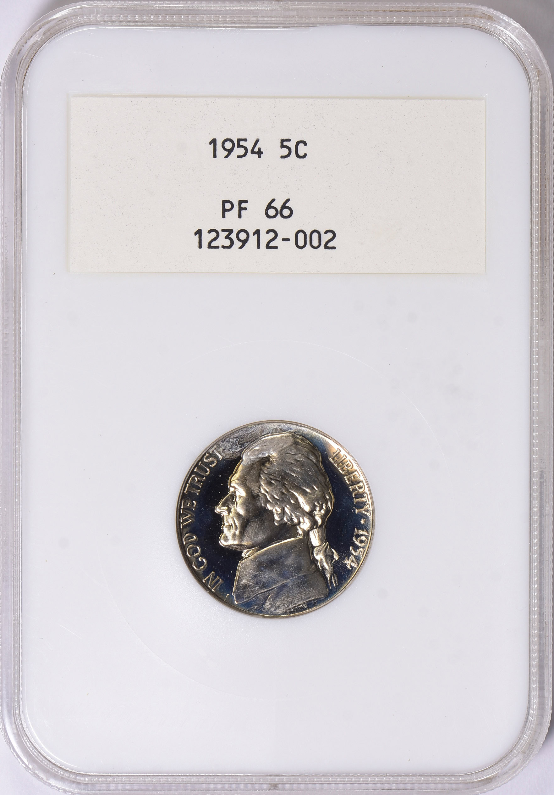 1954 Jefferson Nickel NGC Proof-66 OH (Early White Label NGC Holder) (Item 1752325 ...