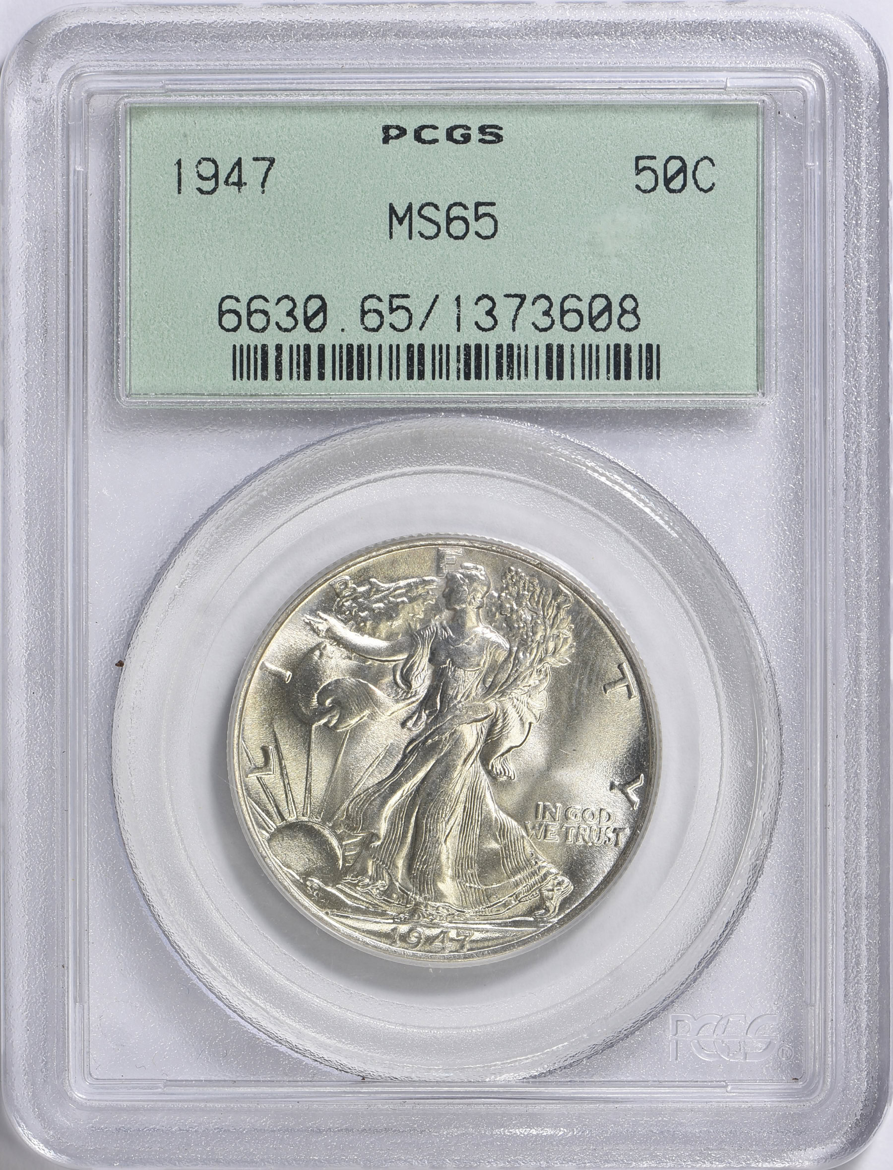 1947 Walking Liberty Half Dollar PCGS MS-65 OGH (Item 1752342) | GreatCollections Coin Auctions