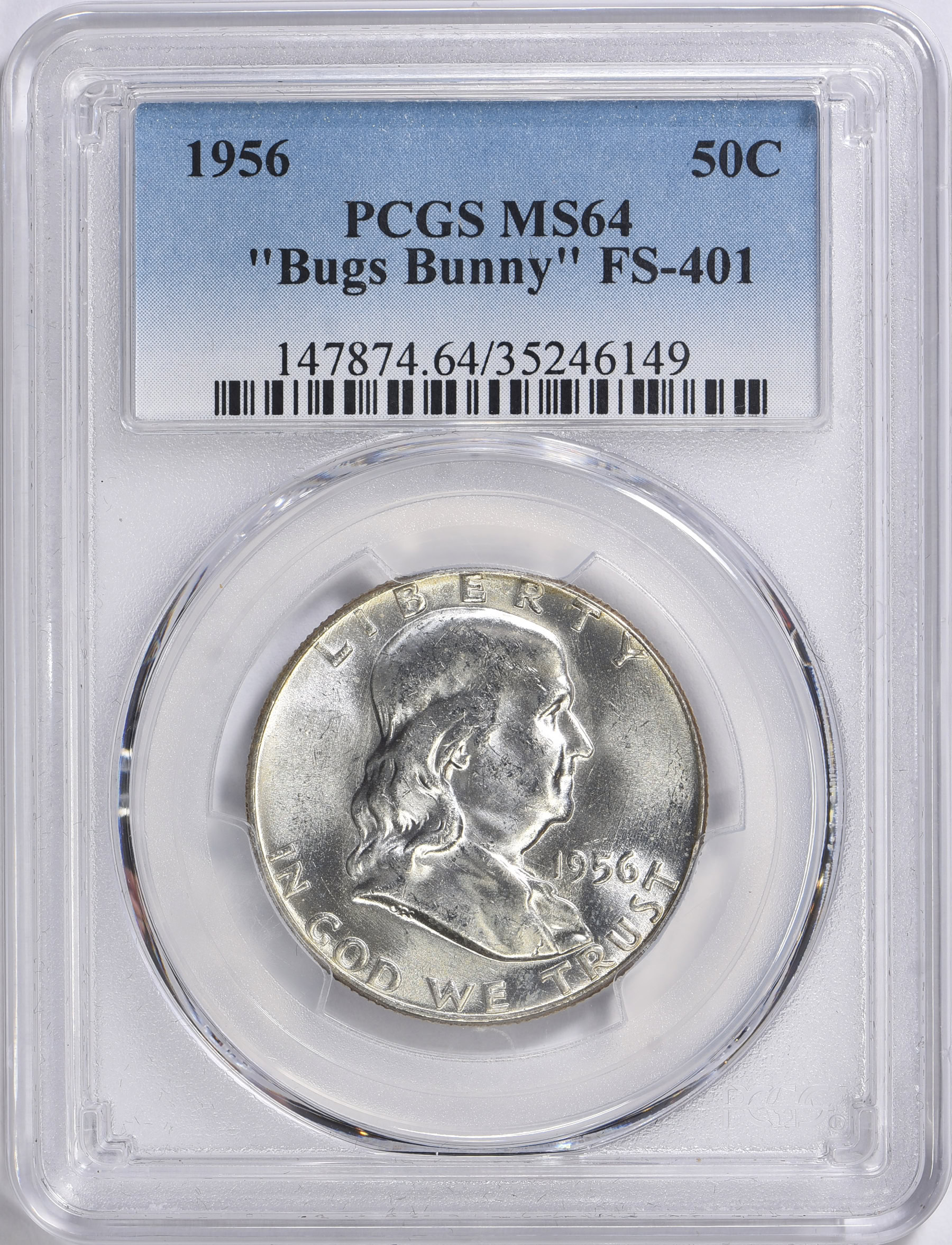 1956 Franklin Half Dollar Bugs Bunny FS-401 PCGS MS-64 (Item 1752361) | GreatCollections Coin ...