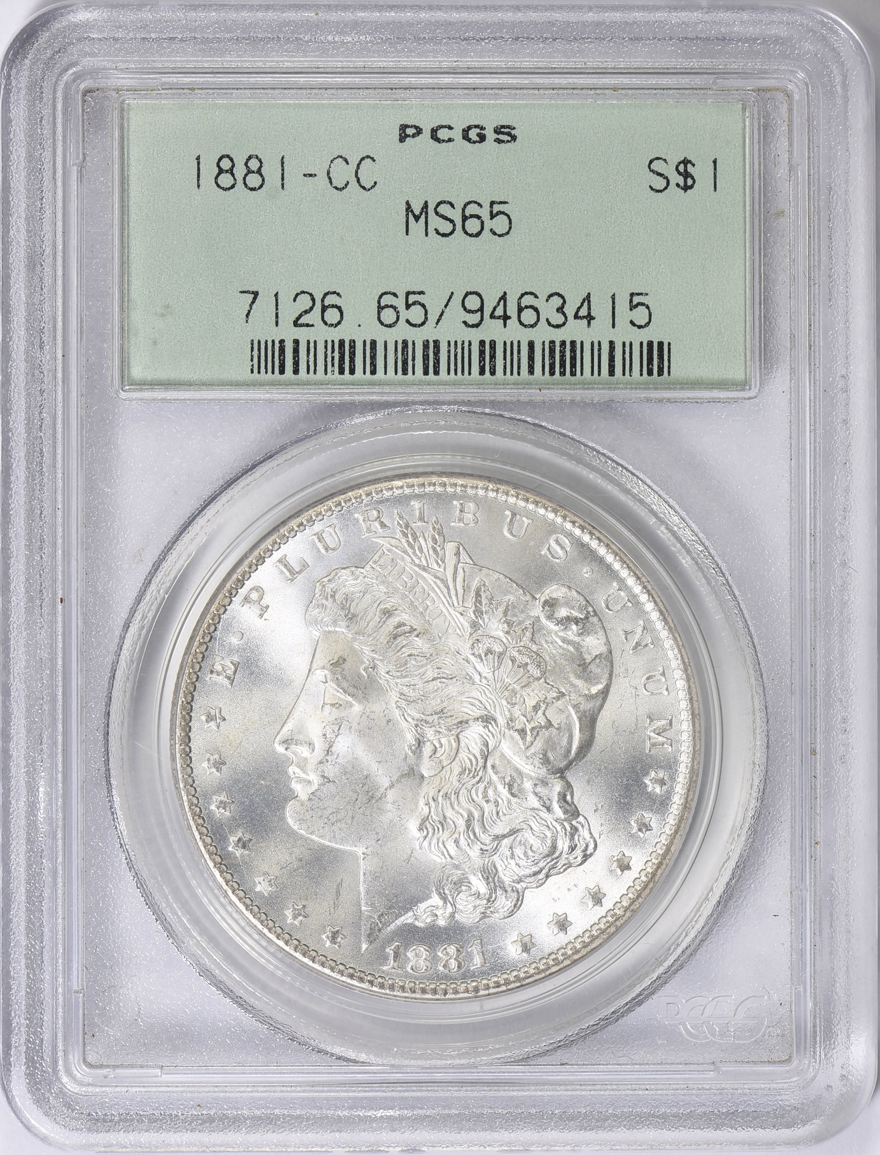 1881-CC Morgan Silver Dollar PCGS MS-65 OGH (Item 1752362) | GreatCollections Coin Auctions