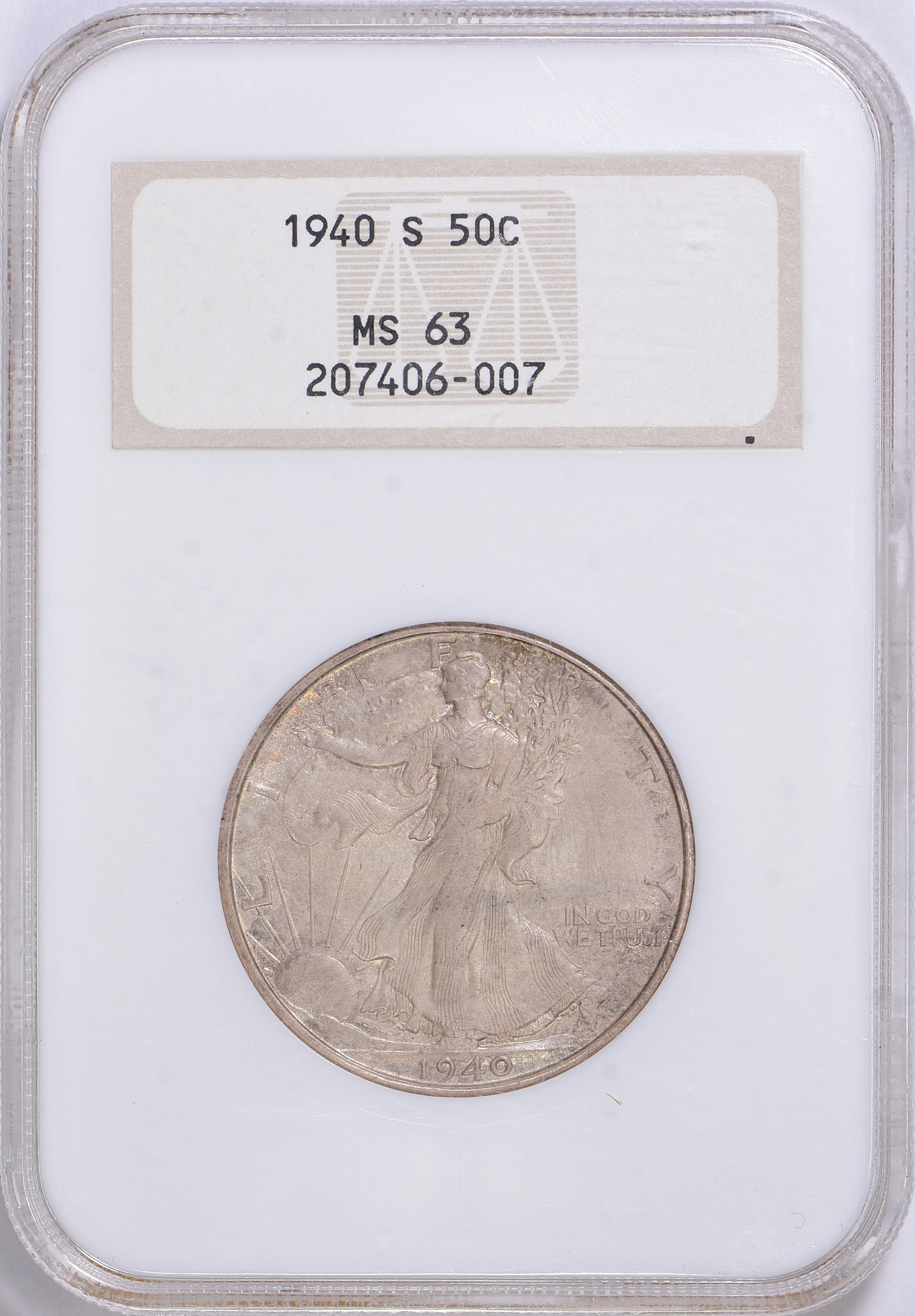 1940-S Walking Liberty Half Dollar NGC MS-63 OH (Toned) (Item 1752388) | GreatCollections Coin ...