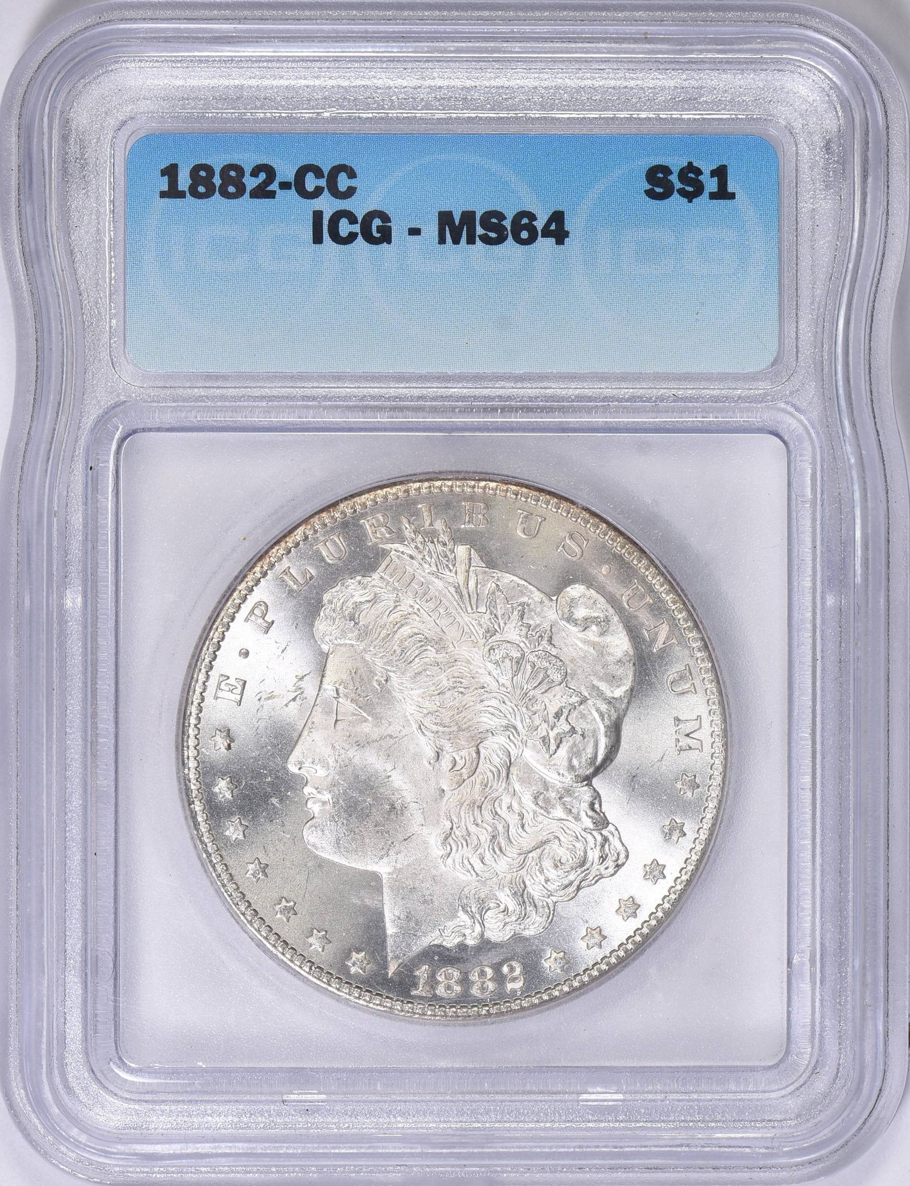 1882-CC Morgan Silver Dollar ICG MS-64 (Item 1752390) | GreatCollections Coin Auctions