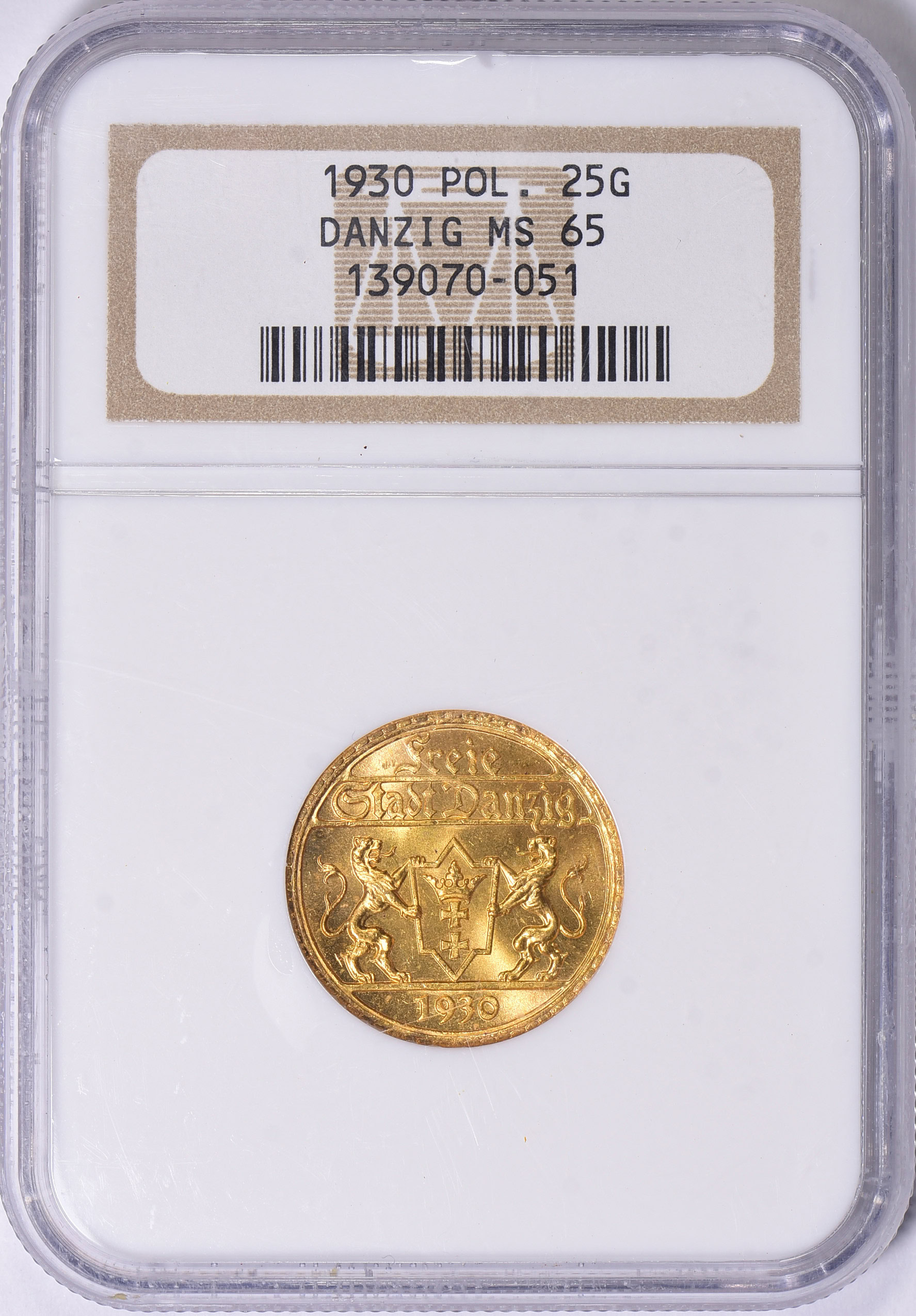 Danzig 1930 Gold 25 Gulden KM-150 NGC MS-65 (AGW = 0.2355 Oz.) | NGC ...