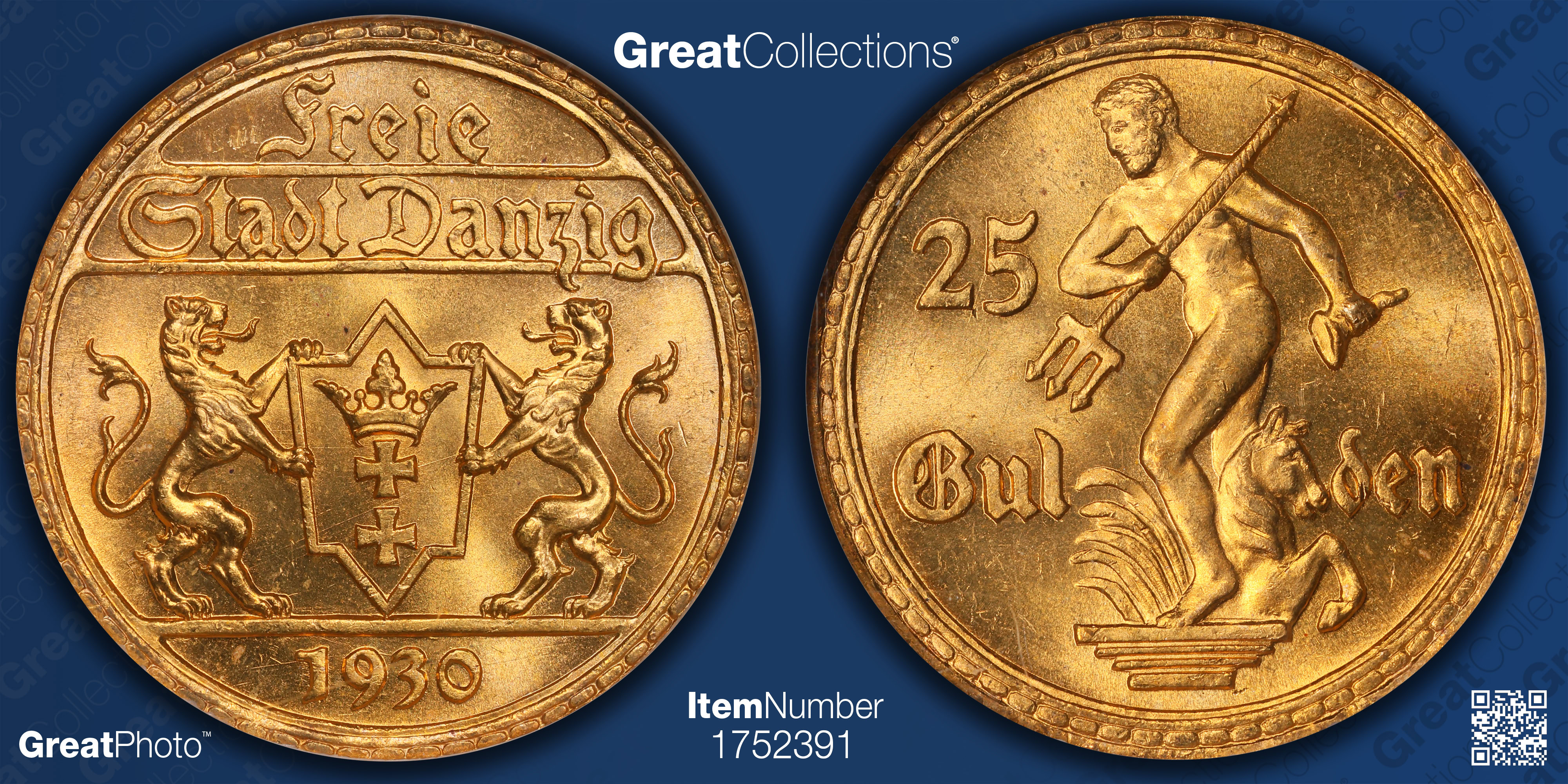 Danzig 1930 Gold 25 Gulden KM-150 NGC MS-65 (AGW = 0.2355 Oz.) | NGC ...