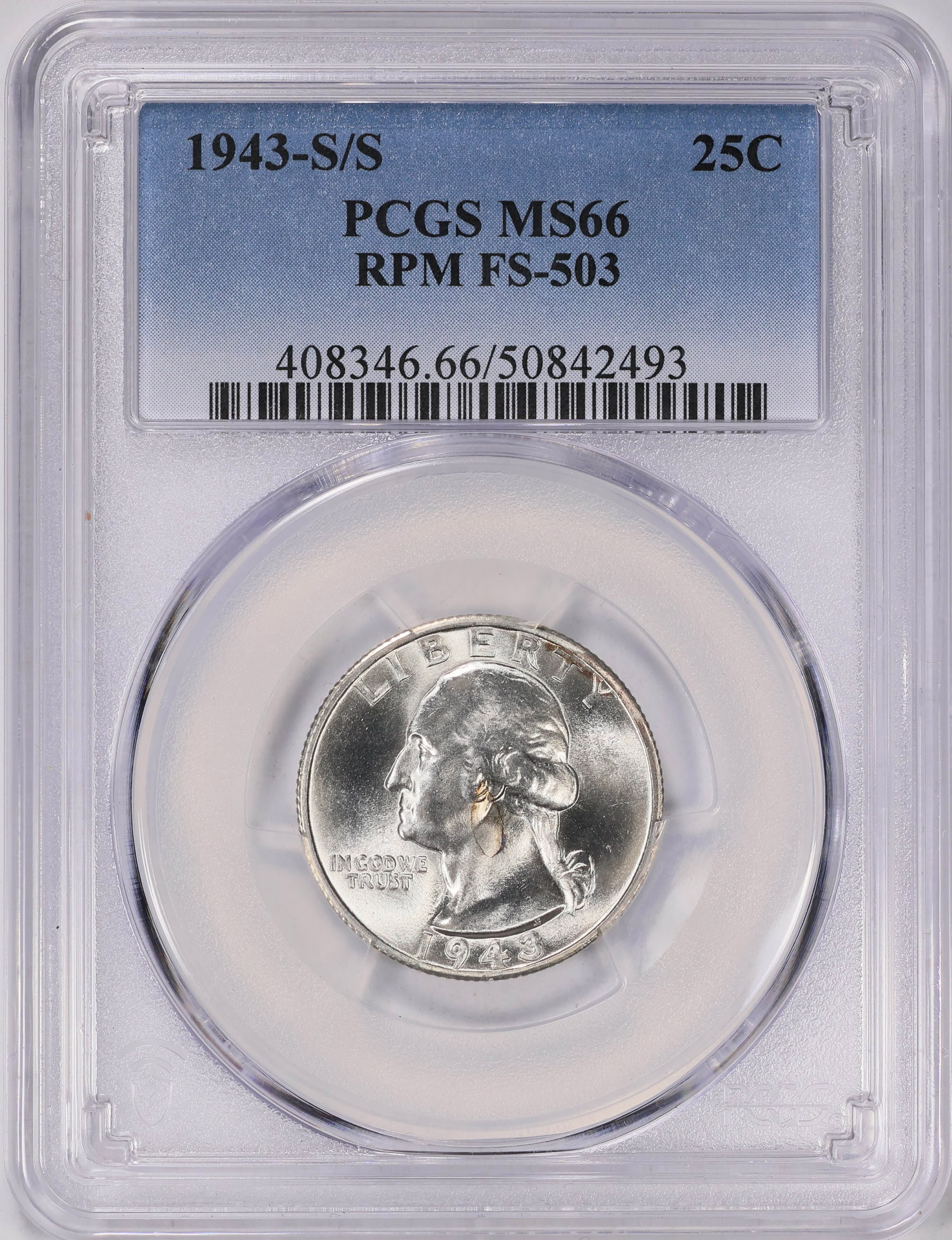1943-S/S Washington Quarter Repunched Mintmark FS-503 PCGS MS-66 (Item 1752402 ...