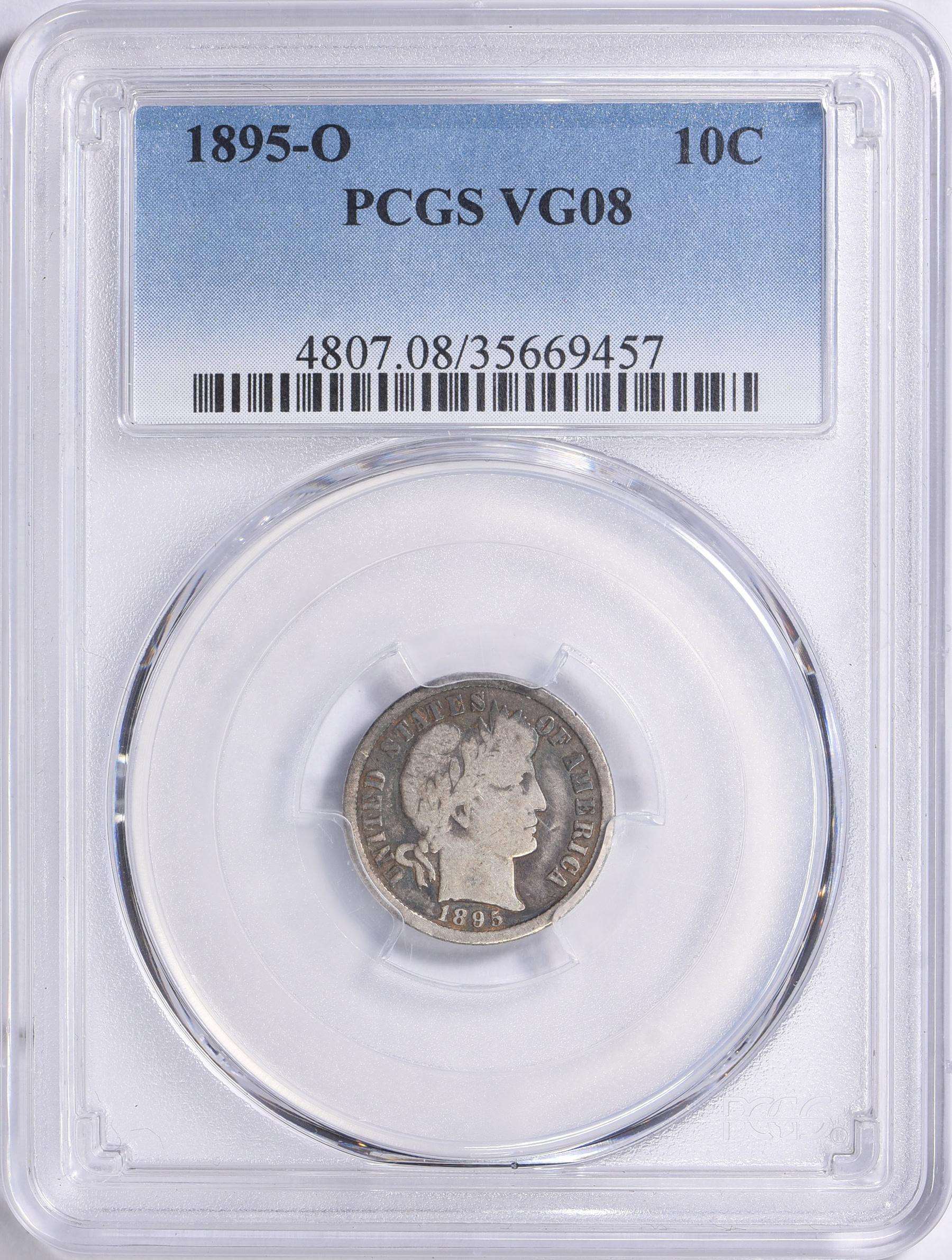 1895-O Barber Dime PCGS VG-08 (Item 1752409) | GreatCollections Coin Auctions