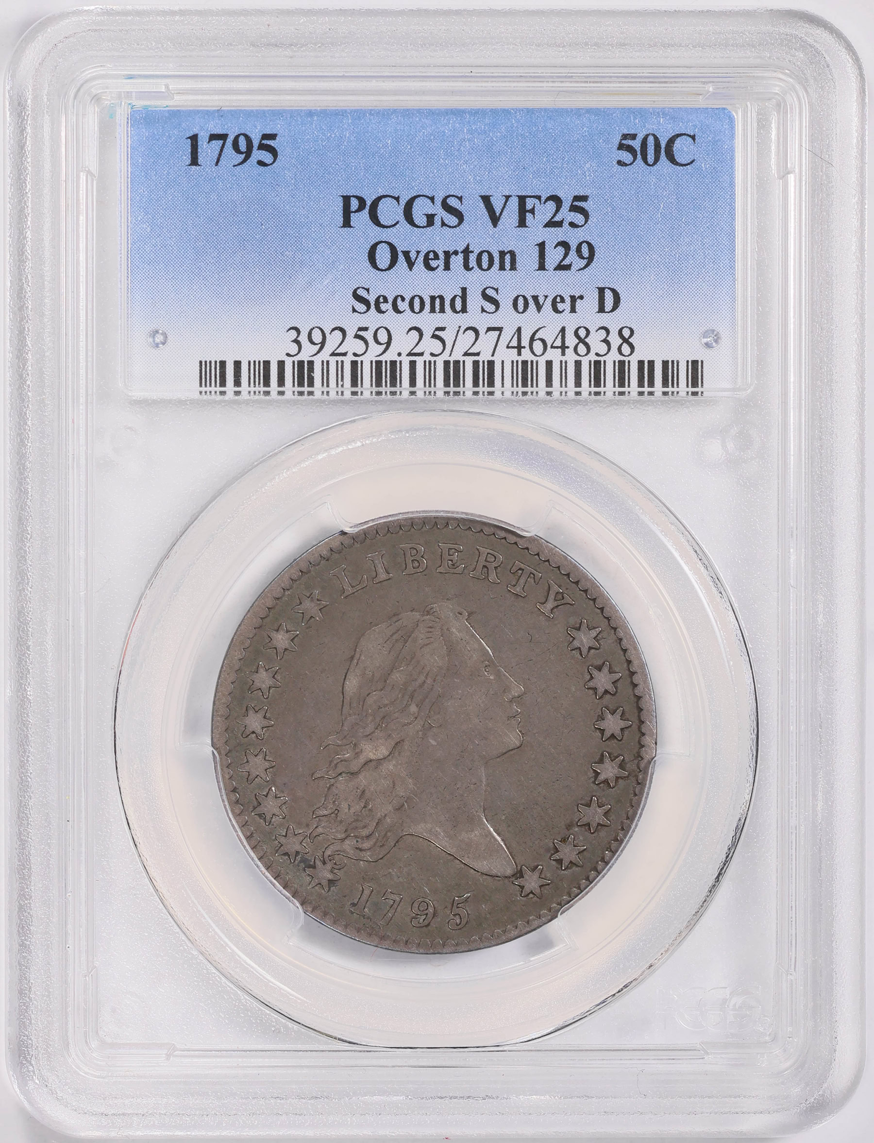 1795 Flowing Hair Half Dollar Second S over D Overton 129 PCGS VF-25 (Item 1752464 ...