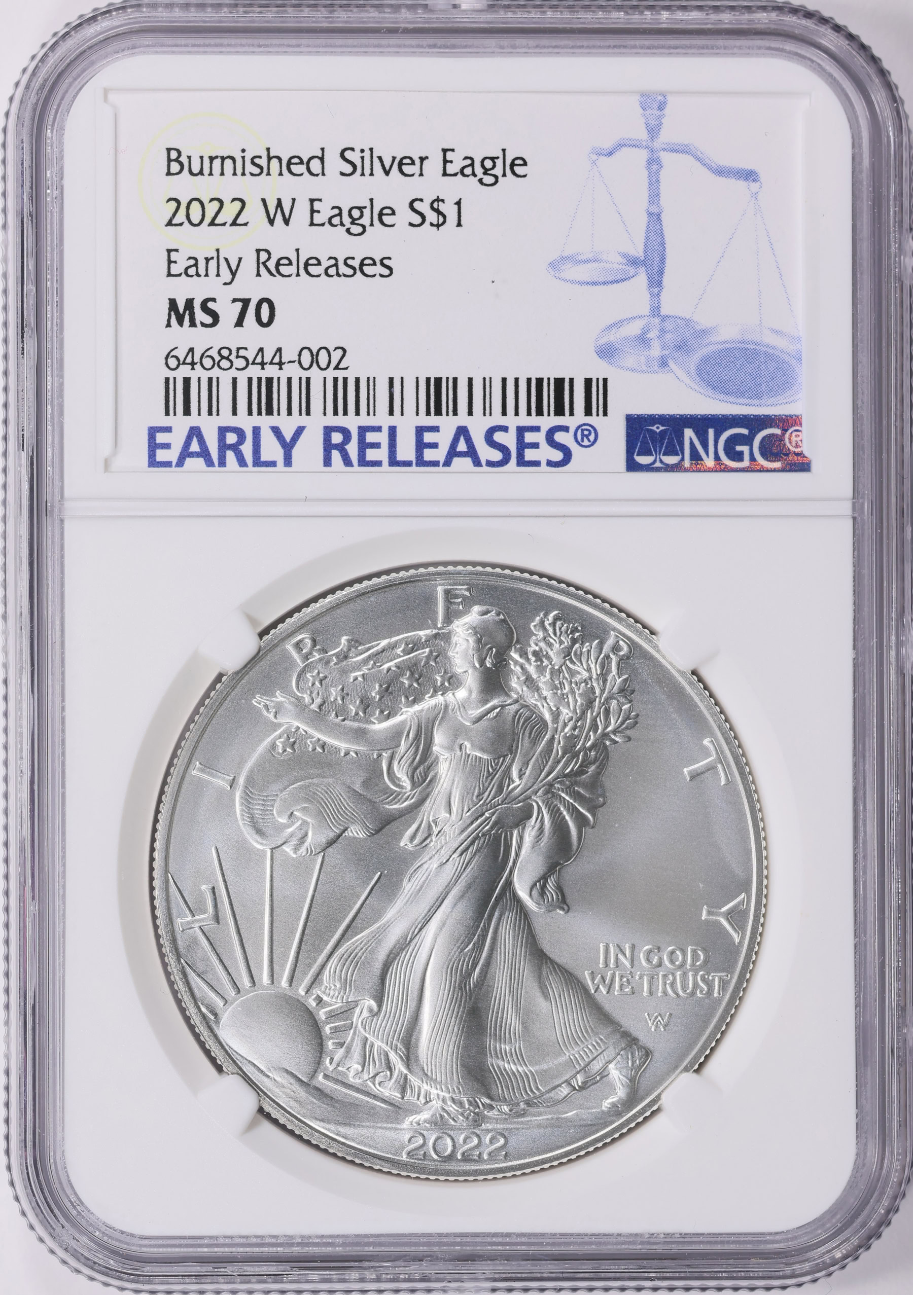 2022-W $1 Silver Eagle Burnished Early Releases NGC MS-70 (Item 1752498) | GreatCollections Coin ...