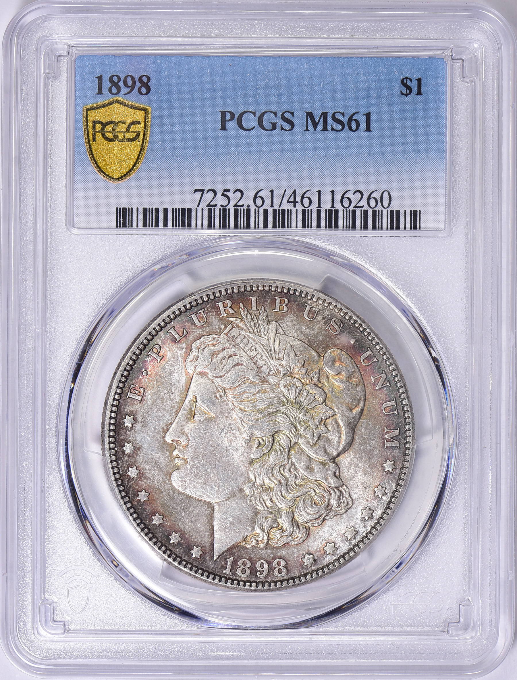 1898 Morgan Silver Dollar PCGS MS-61 (Toned) (Item 1752621) | GreatCollections Coin Auctions