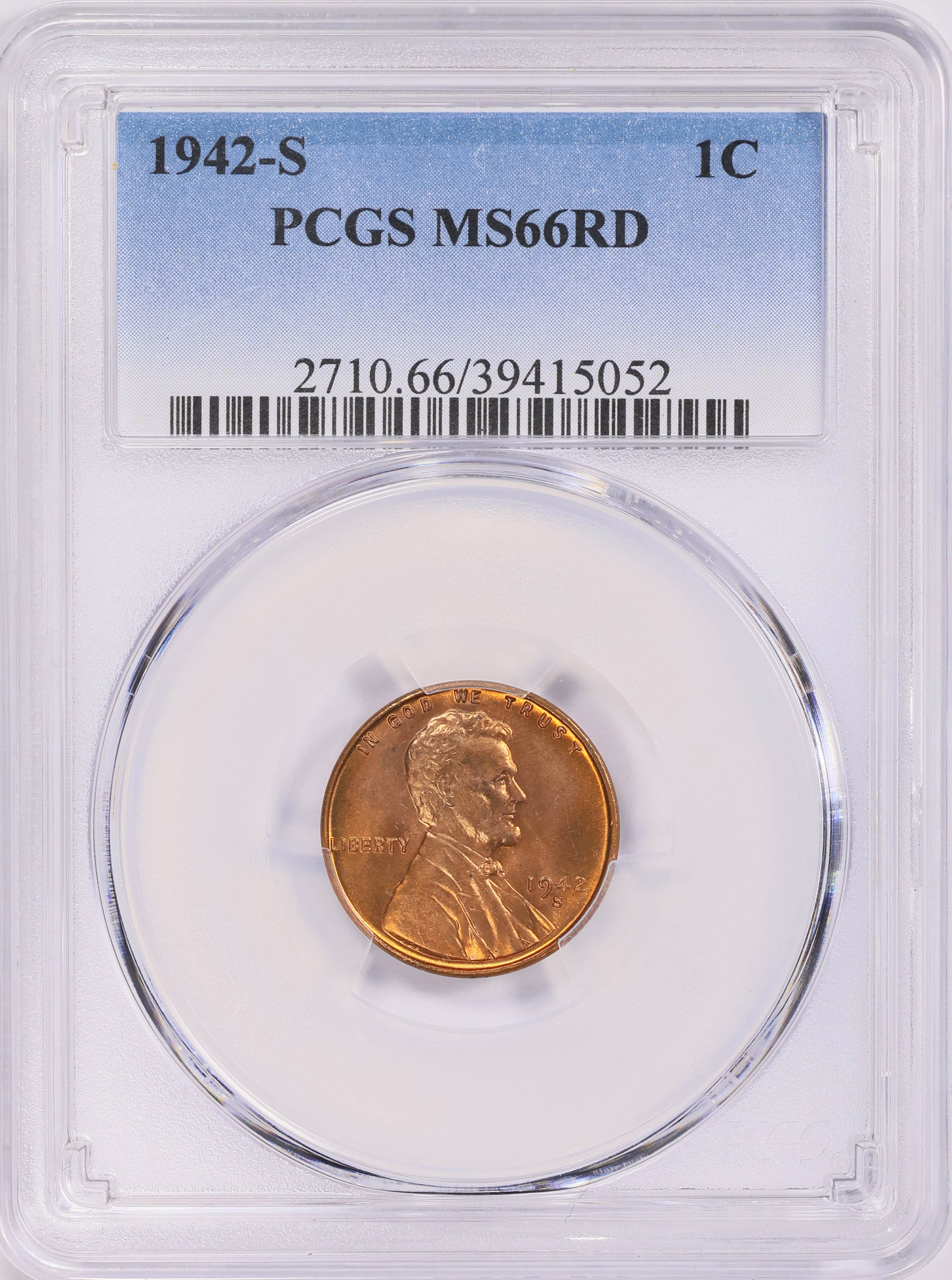 1942-S Lincoln Cent PCGS MS-66 RD (Item 1752643) | GreatCollections Coin Auctions
