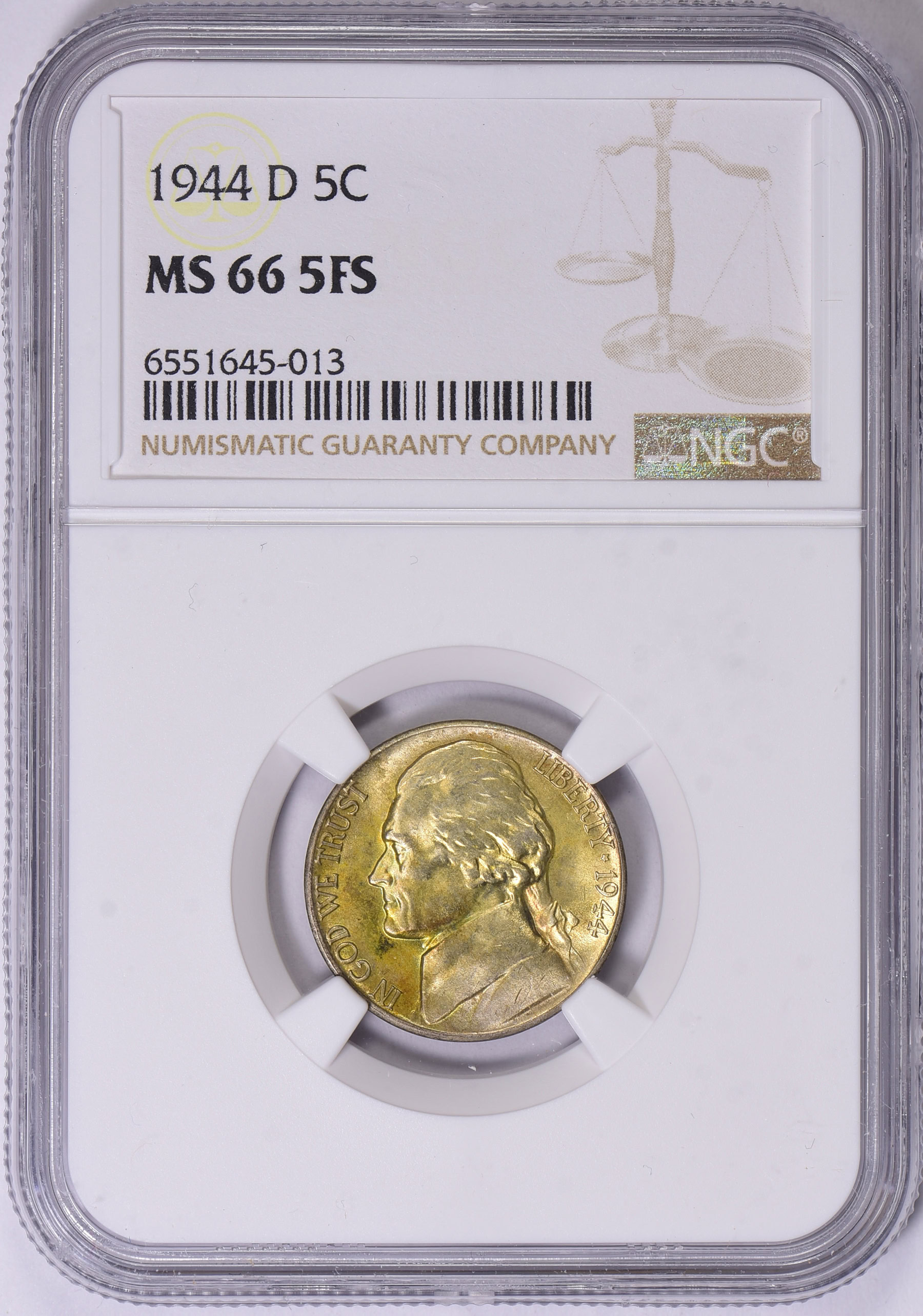 1944-D Jefferson Nickel NGC MS-66 5FS (Item 1752654) | GreatCollections Coin Auctions