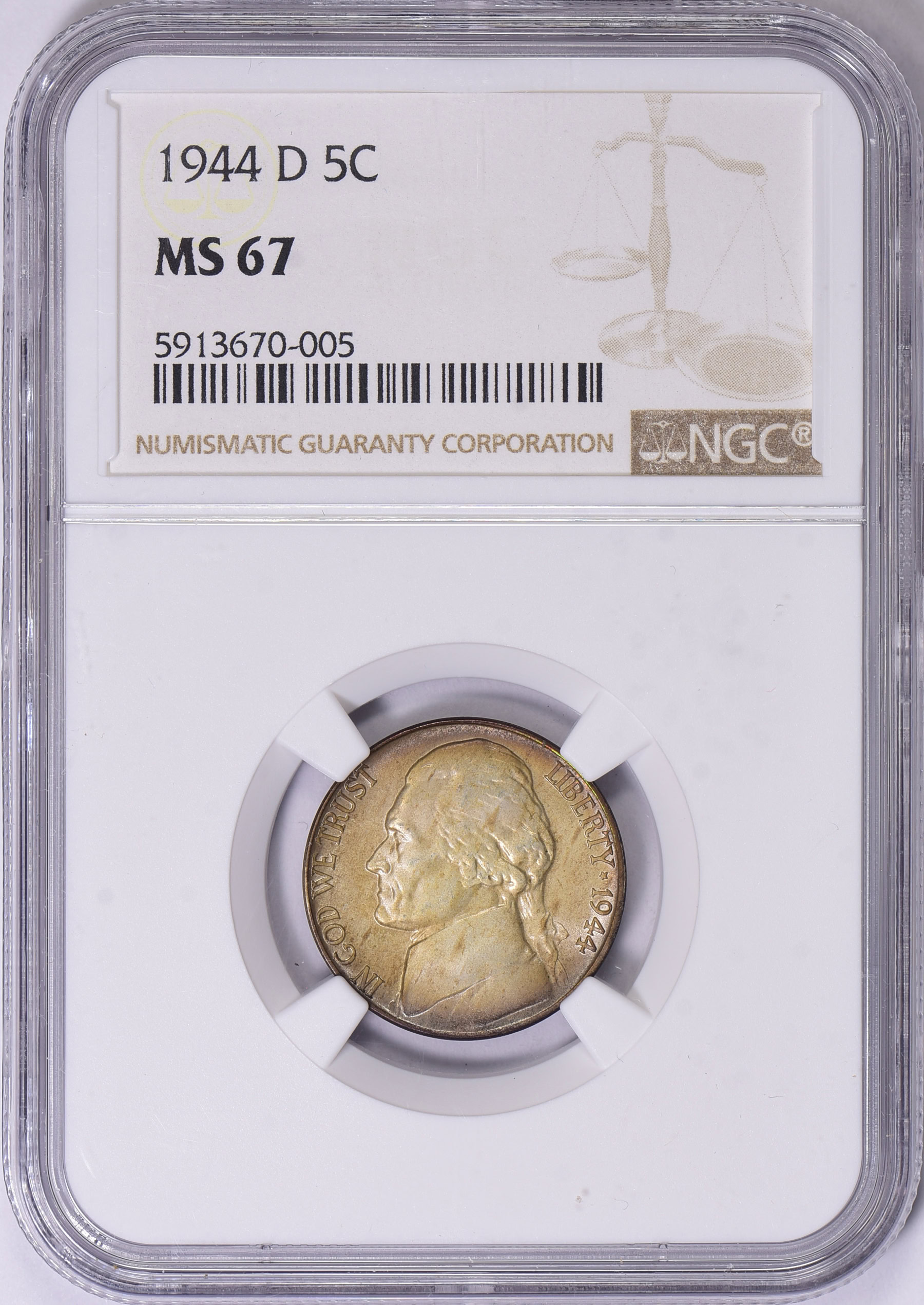 1944-D Jefferson Nickel NGC MS-67 (Item 1752664) | GreatCollections Coin Auctions