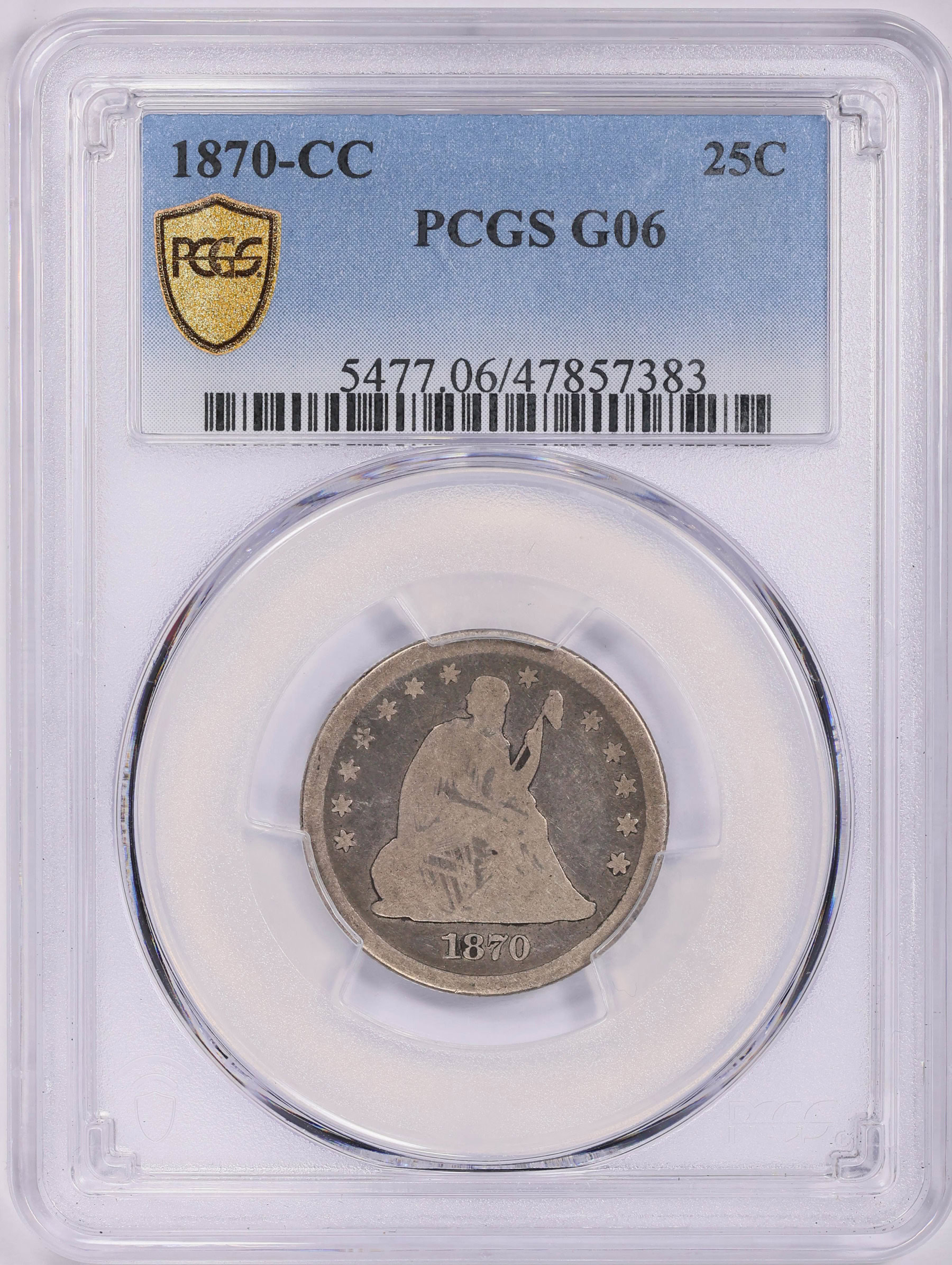 1870-CC Seated Liberty Quarter PCGS G-06 (Item 1752672) | GreatCollections Coin Auctions