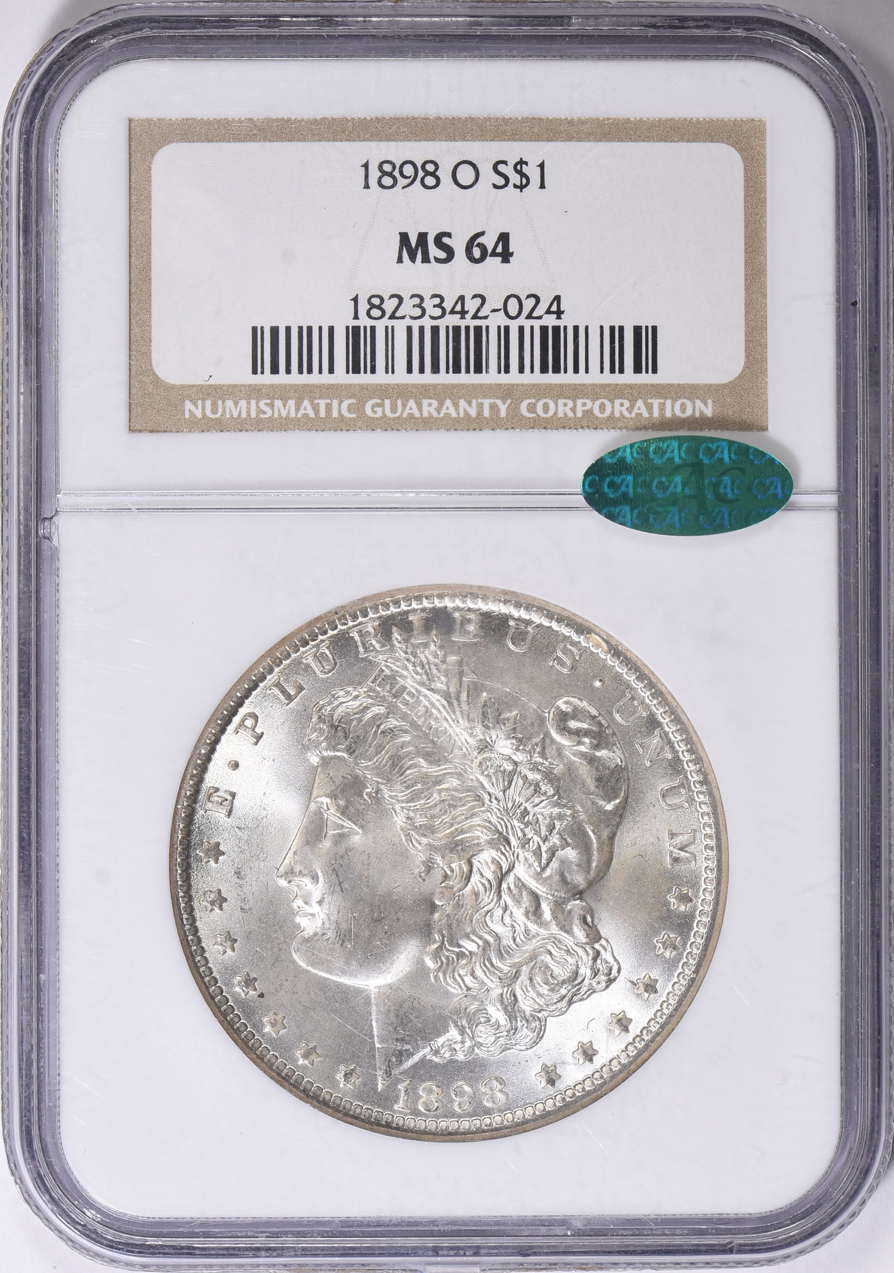 1898-O Morgan Silver Dollar NGC MS-64 (CAC Green) (Item 1752677) | GreatCollections Coin Auctions