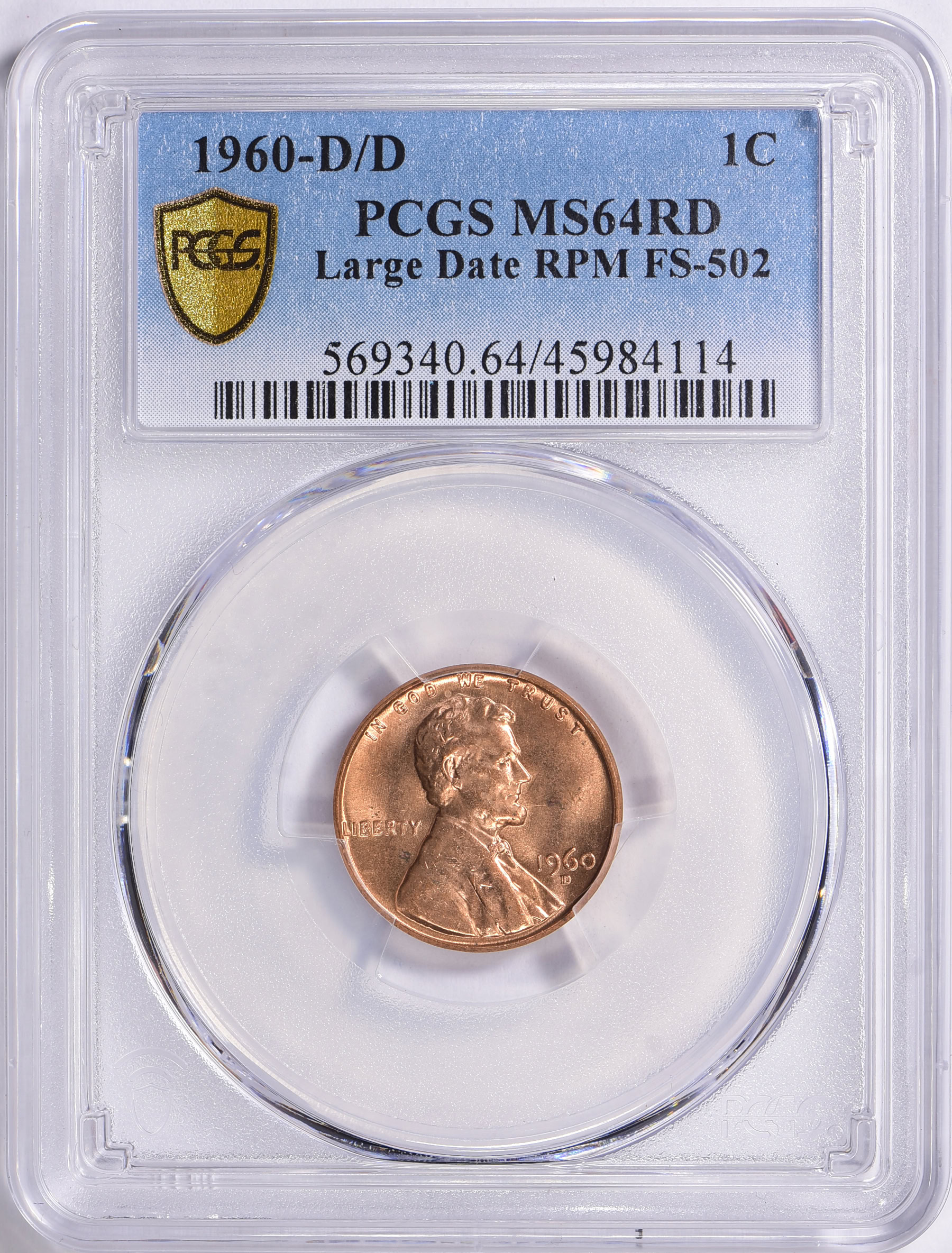 1960-D/D Lincoln Cent Large Date Repunched Mintmark FS-502 PCGS MS-64 RD (Item 1752701 ...