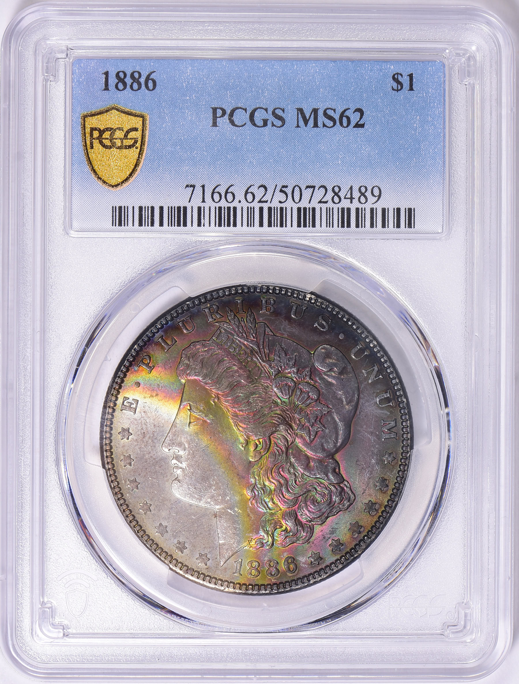 1886 Morgan Silver Dollar PCGS MS-62 (Toned) (Item 1752728) | GreatCollections Coin Auctions