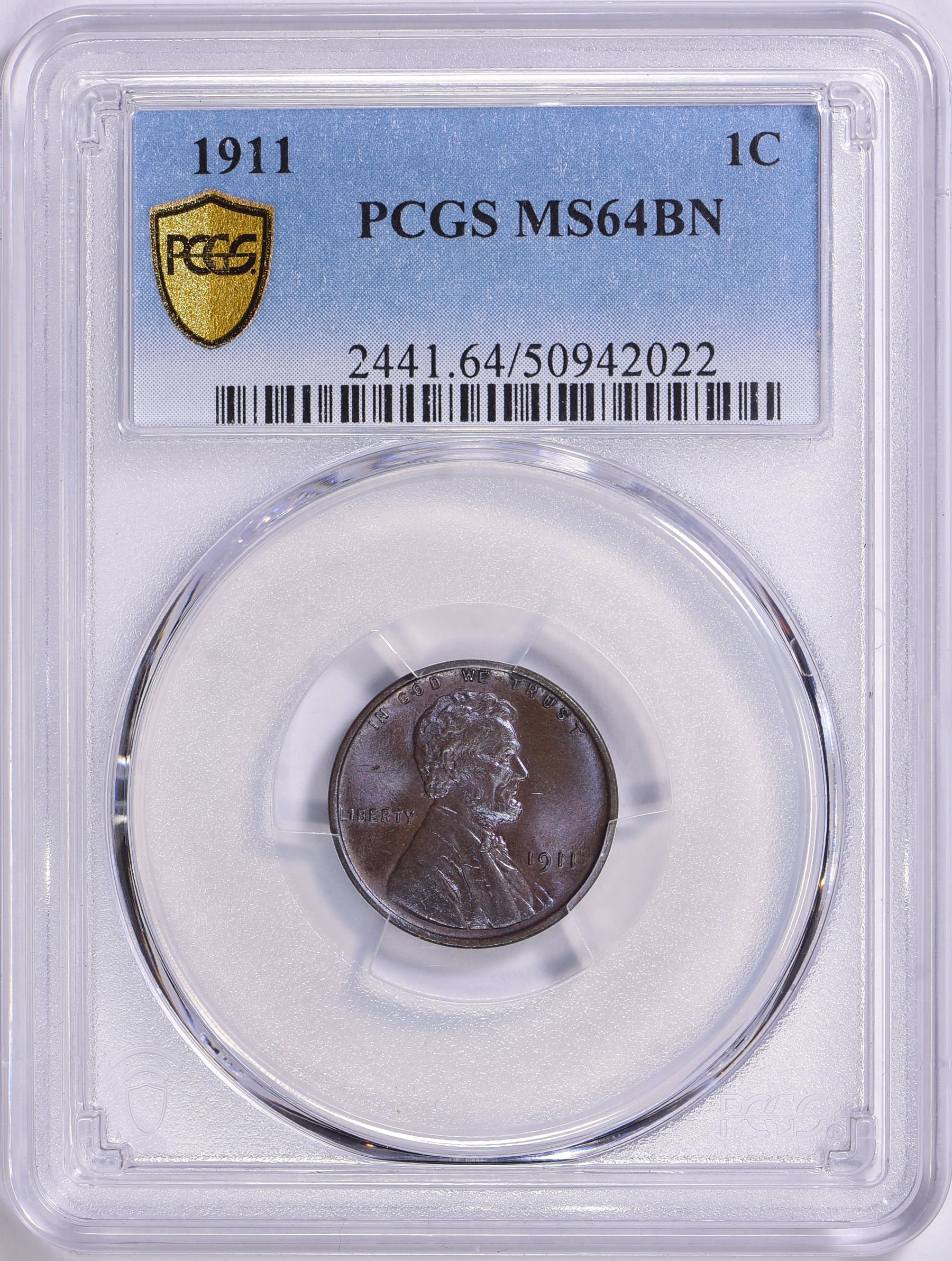 1911 Lincoln Cent PCGS MS-64 BN (Toned) (Item 1752785) | GreatCollections Coin Auctions