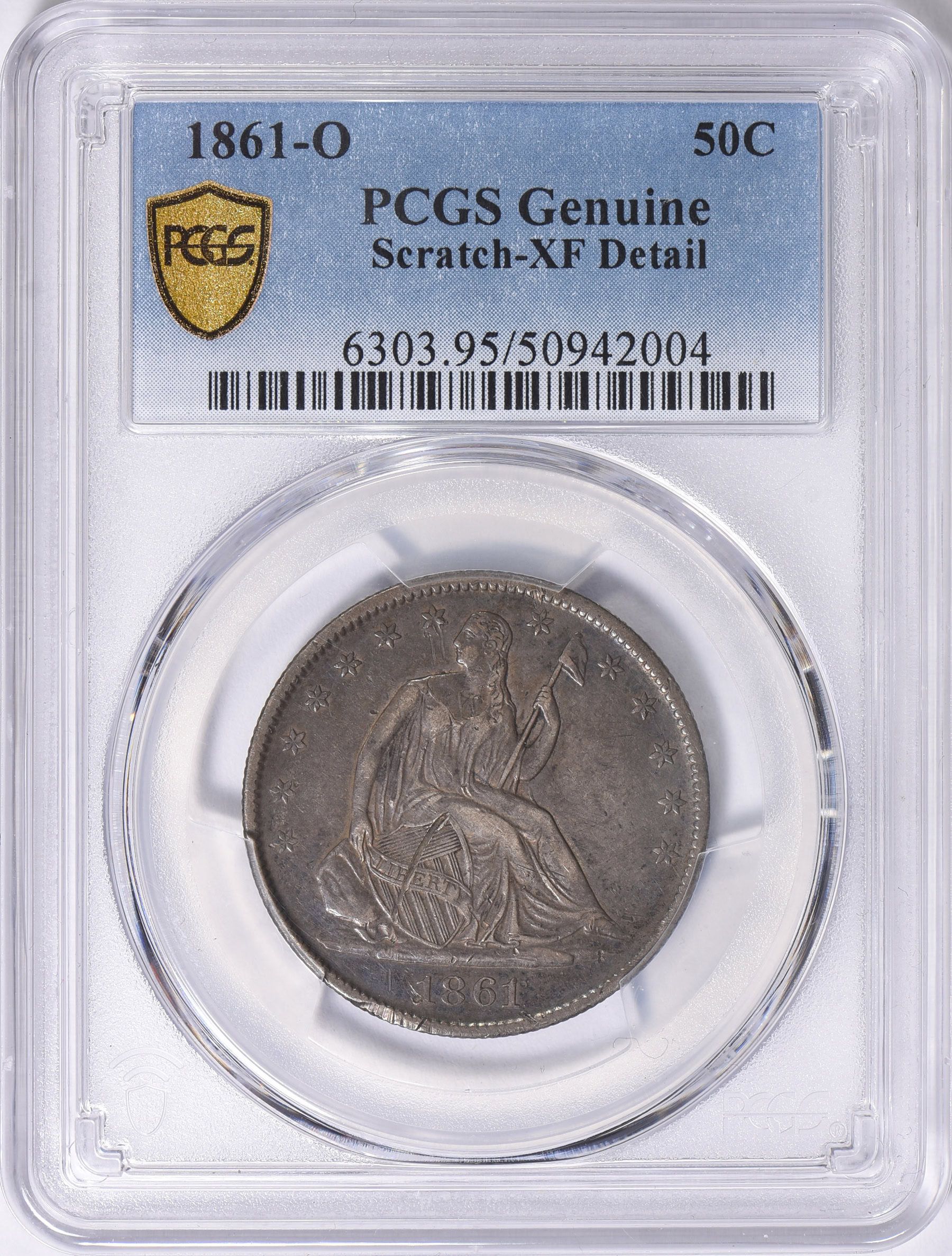 1861-O Seated Liberty Half Dollar PCGS Genuine XF Details (Item 1752792) | GreatCollections Coin ...