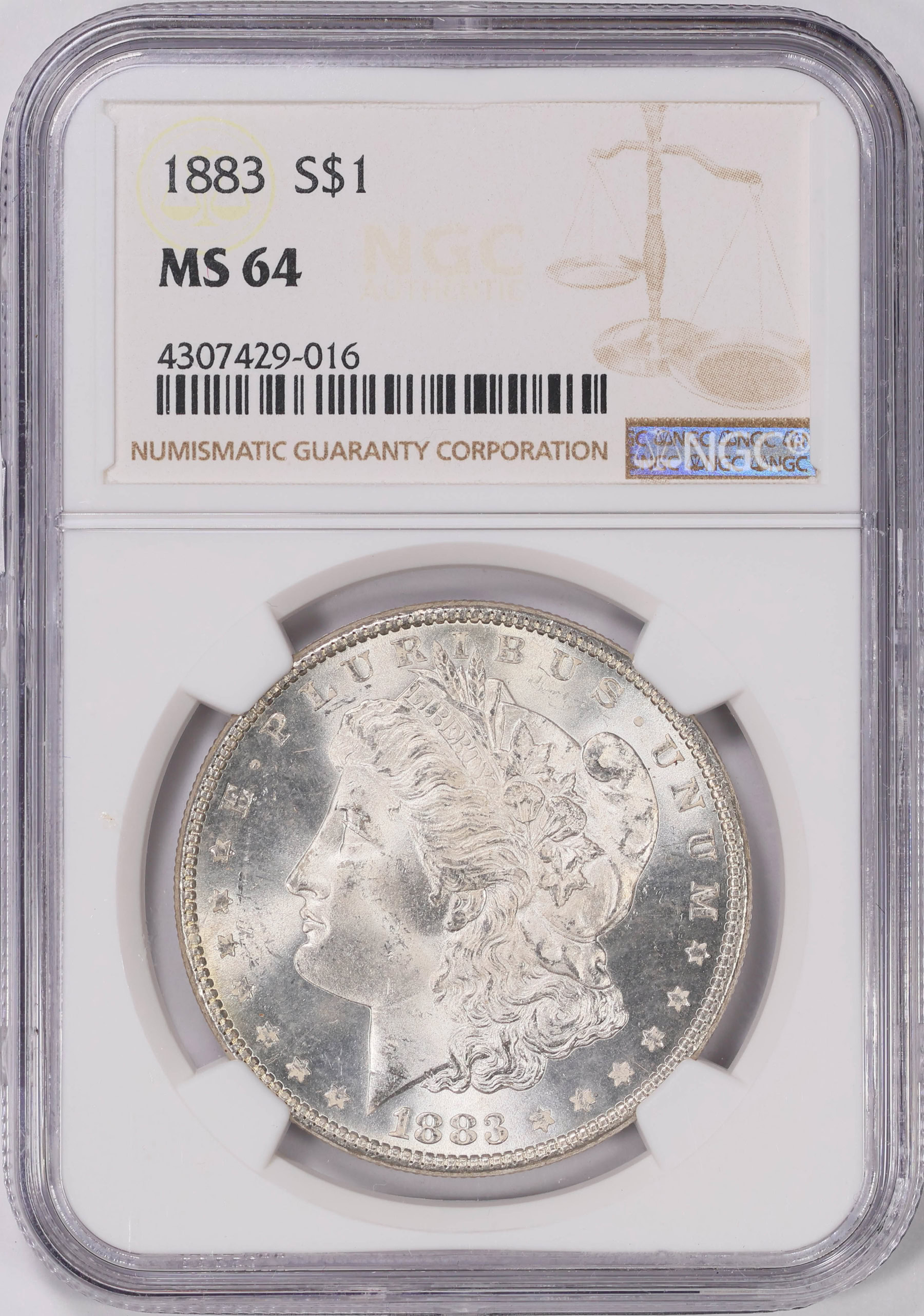 1883 Morgan Silver Dollar NGC MS-64 (Item 1752854) | GreatCollections Coin Auctions