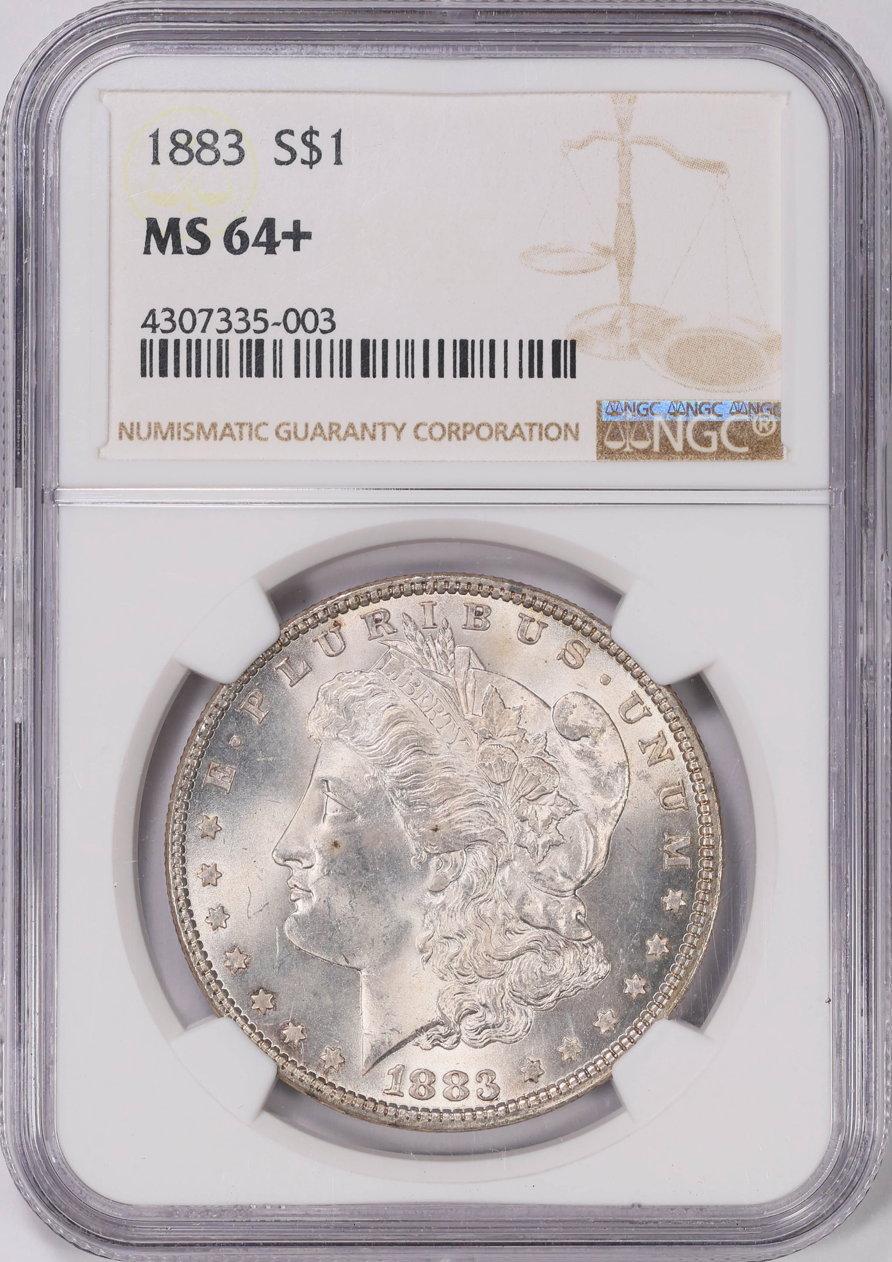 1883 Morgan Silver Dollar NGC MS-64+ (Item 1752855) | GreatCollections Coin Auctions