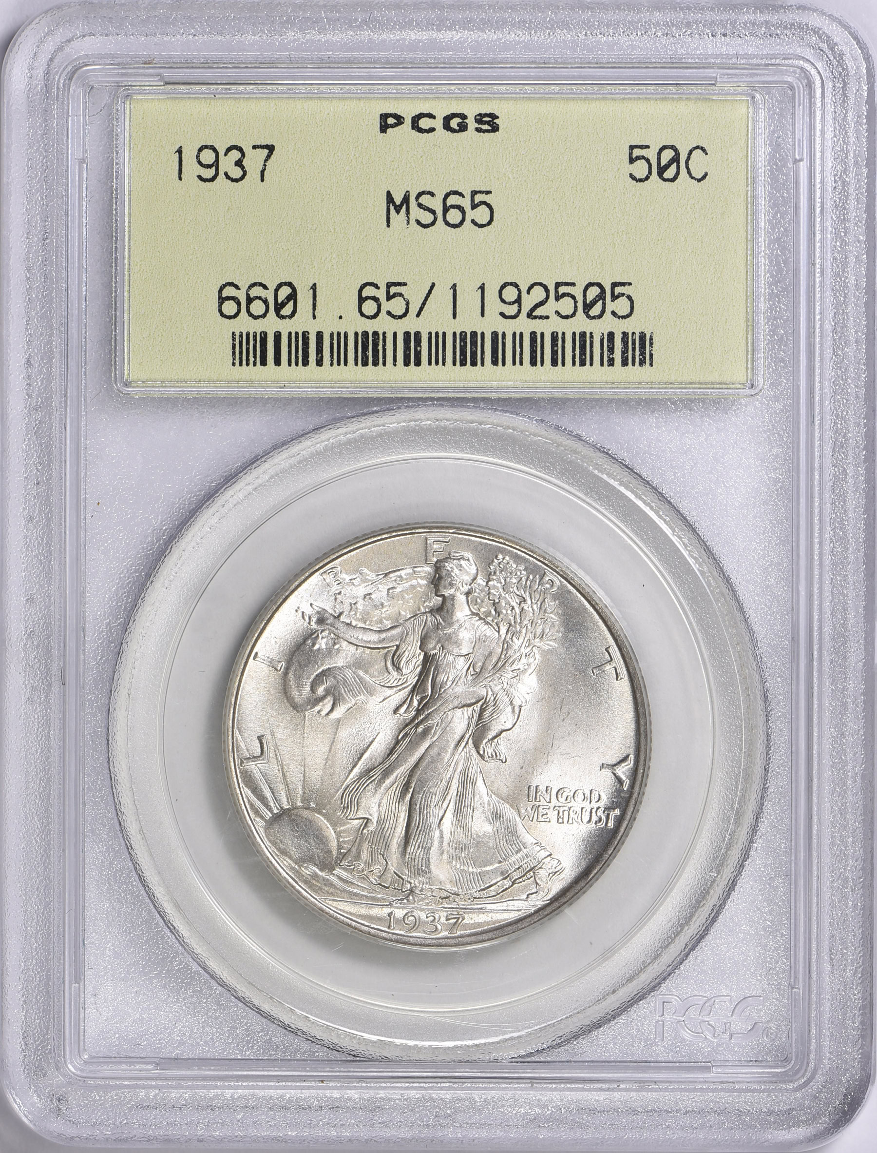 1937 Walking Liberty Half Dollar PCGS MS-65 OGH (Item 1752879) | GreatCollections Coin Auctions