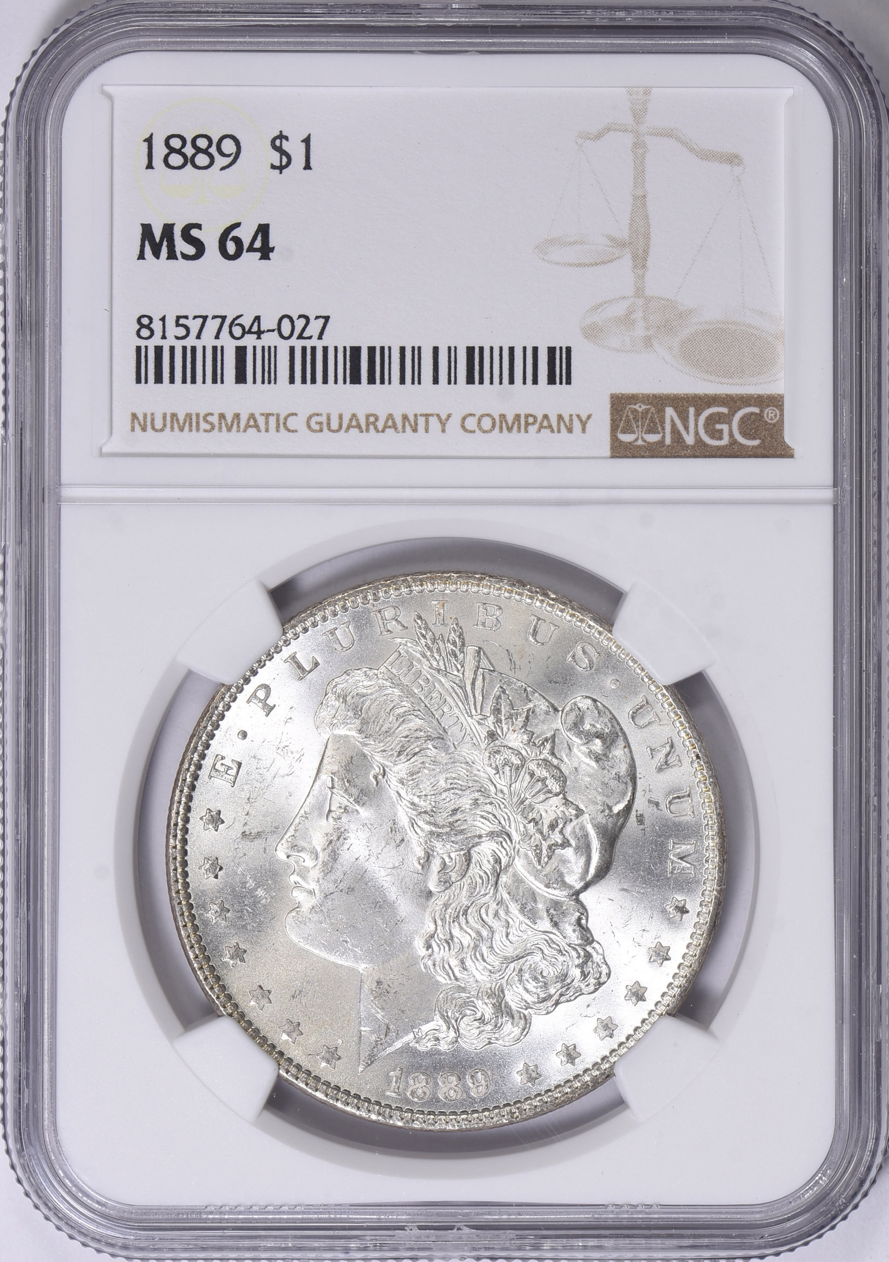 1889 Morgan Silver Dollar NGC MS-64 (Item 1752887) | GreatCollections Coin Auctions