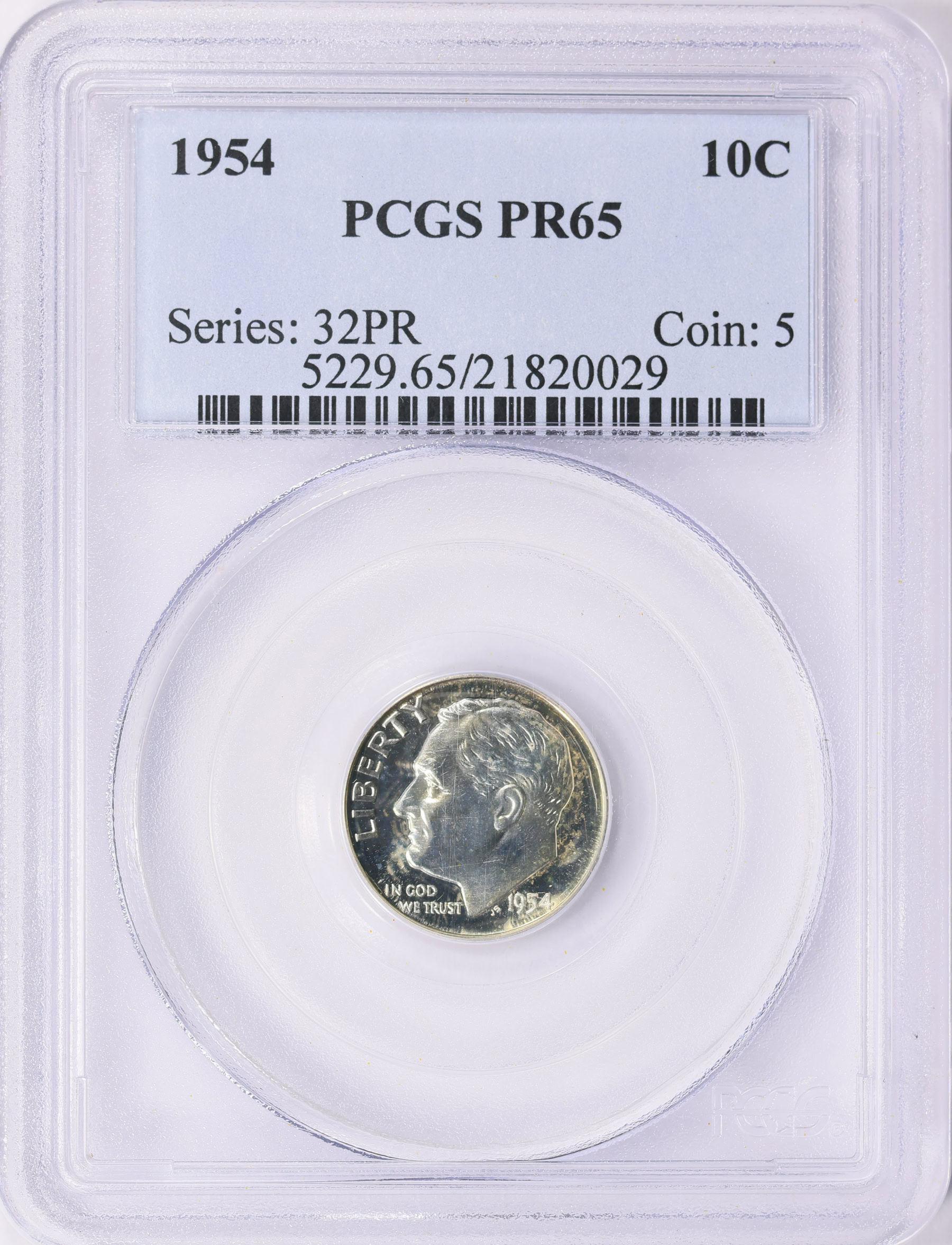 1954 Roosevelt Dime PCGS Proof-65 (Item 1752902) | GreatCollections ...