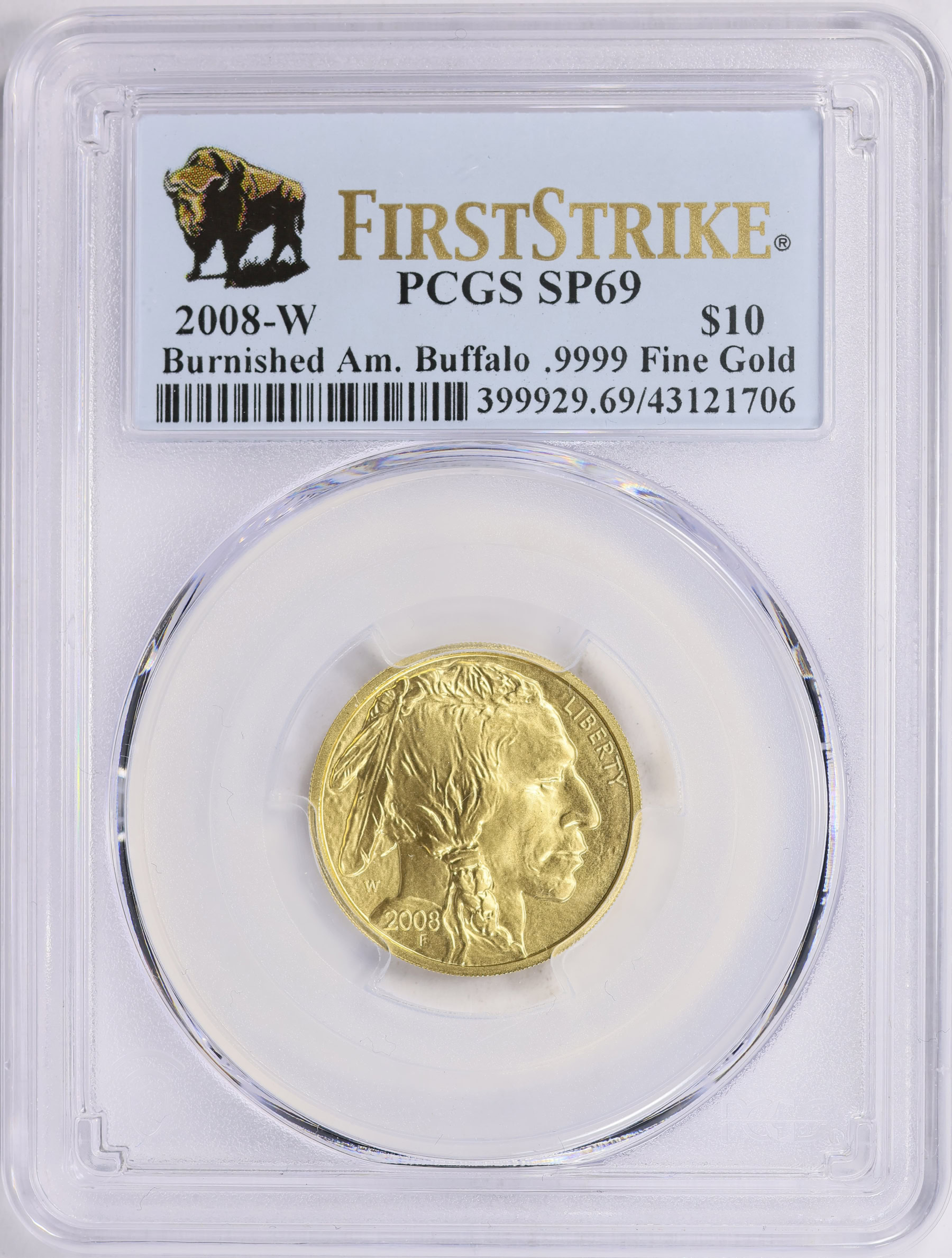 2008-W $10 Quarter-Ounce Gold American Buffalo Burnished First Strike ...